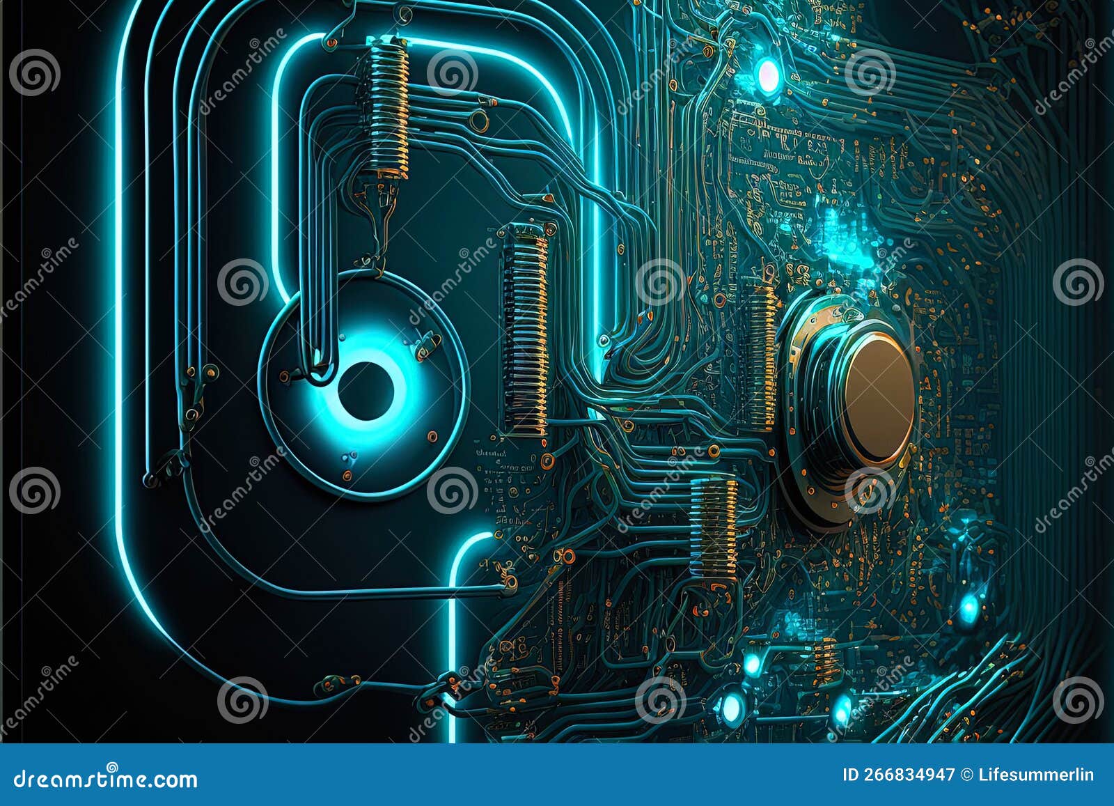 Blue Circuit Board of the Computer Motherboard, Generative Ai Stock ...