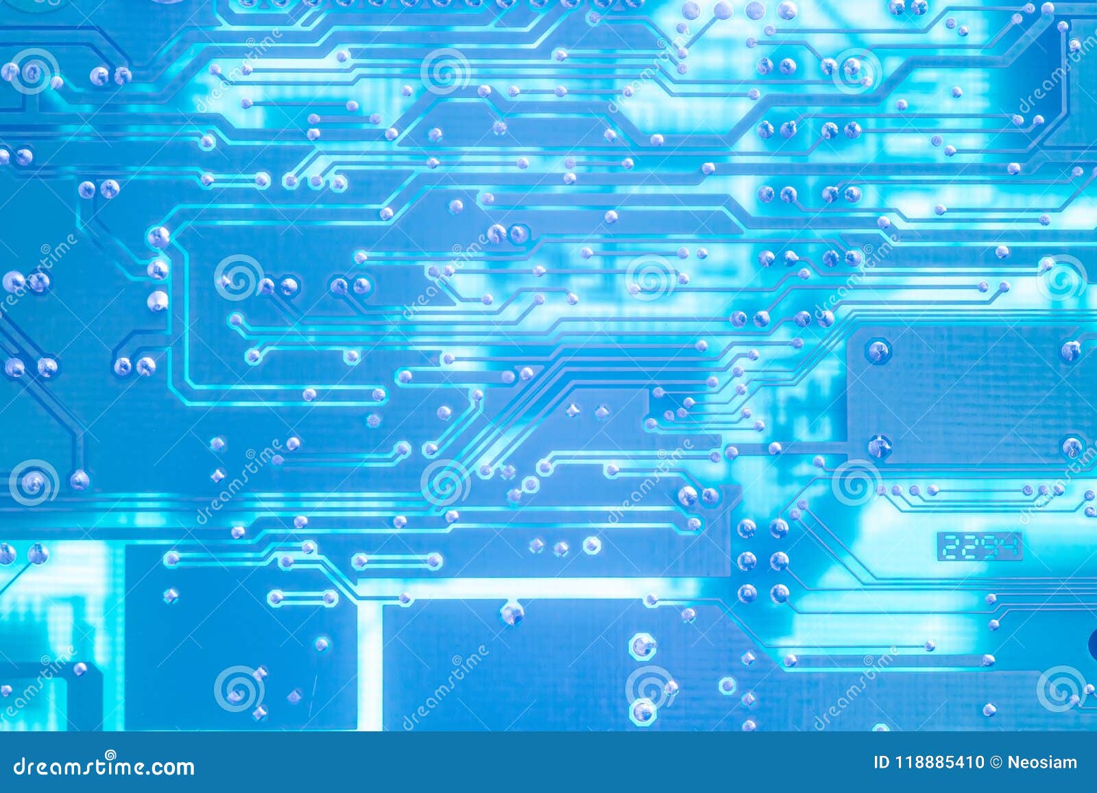 Blue circuit board texture stock photo. Image of data - 118885410