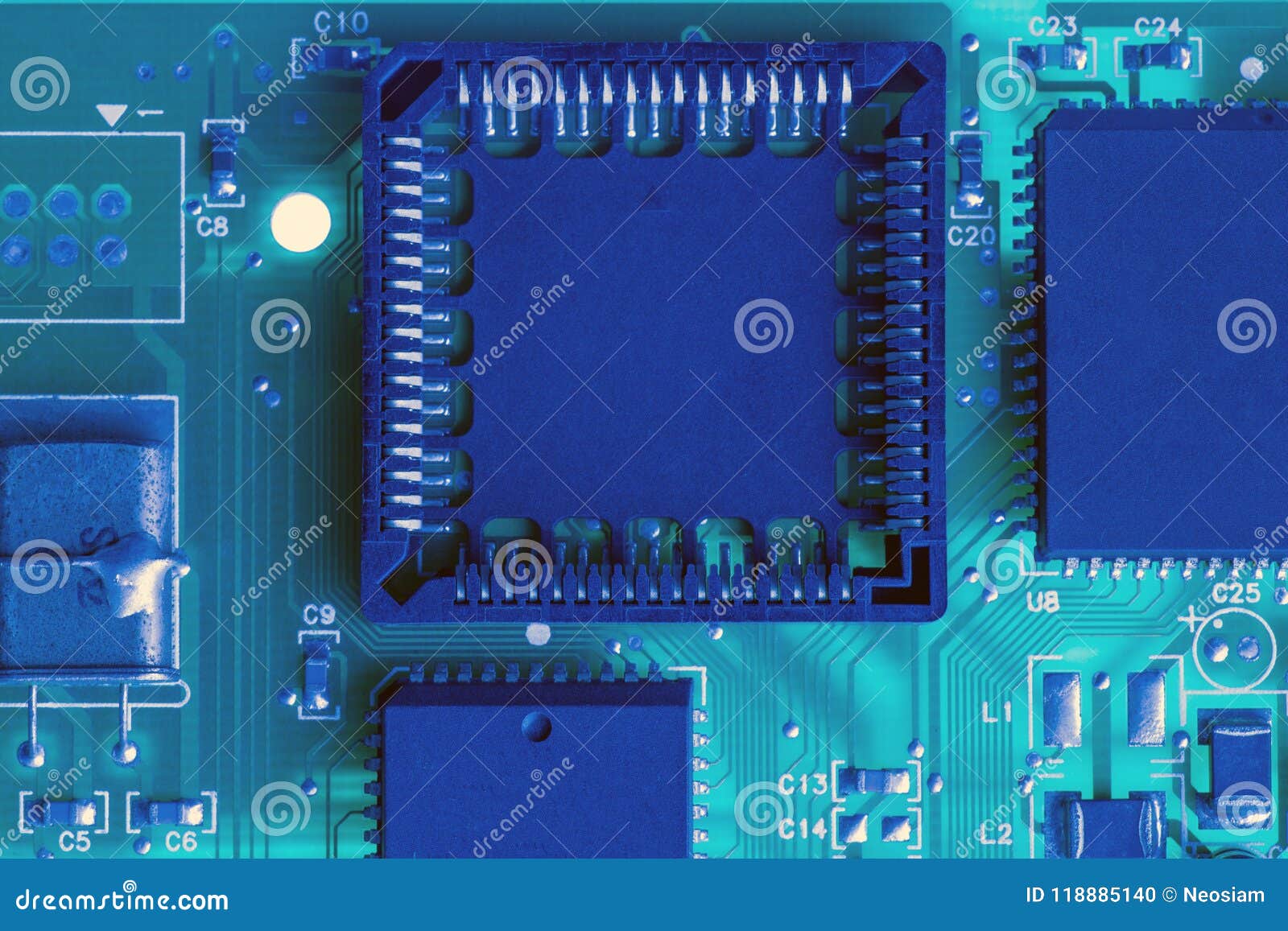 Blue circuit board texture stock photo. Image of design - 118885140