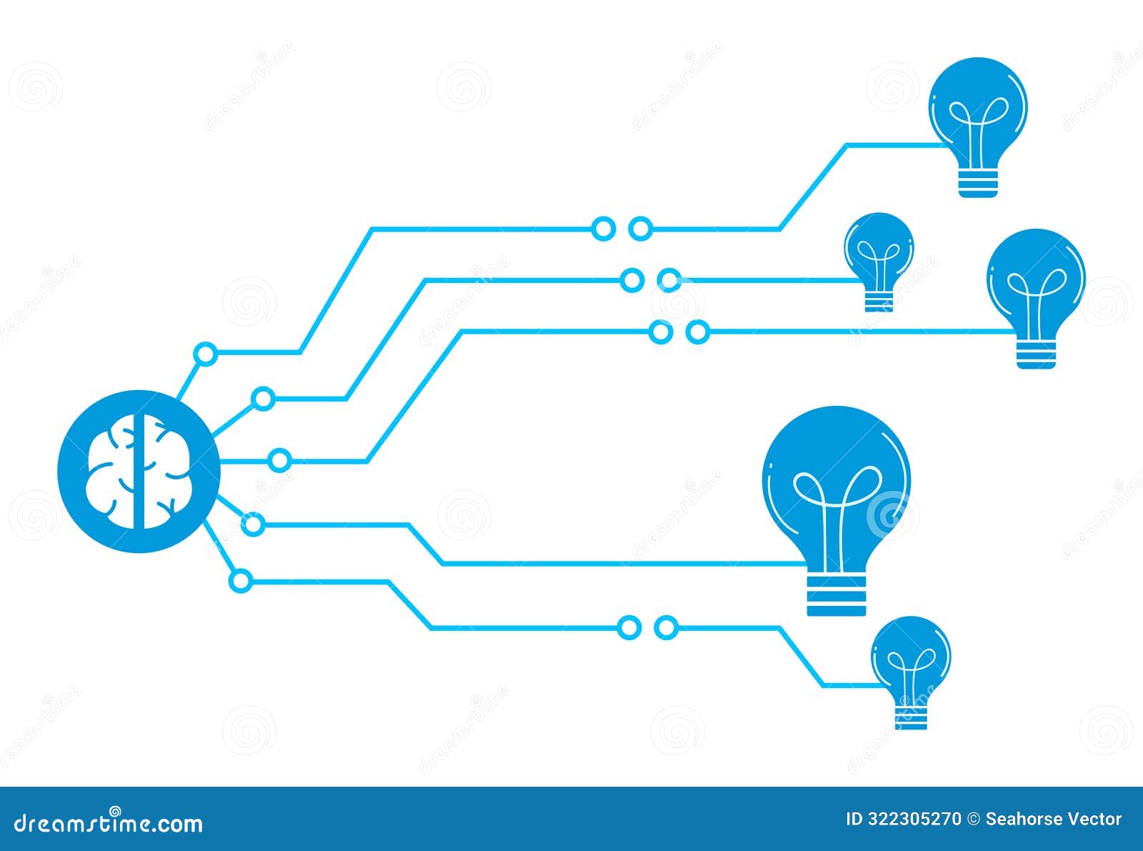 Blue Circuit Brain Light. Digital Minds Blue Lines Brain Circuit Stock ...