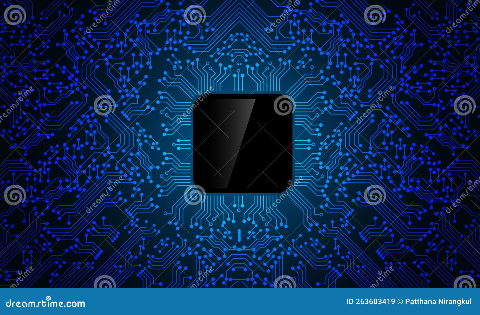 Blue Circuit Line Black Microprocessor Technology Pattern Background ...