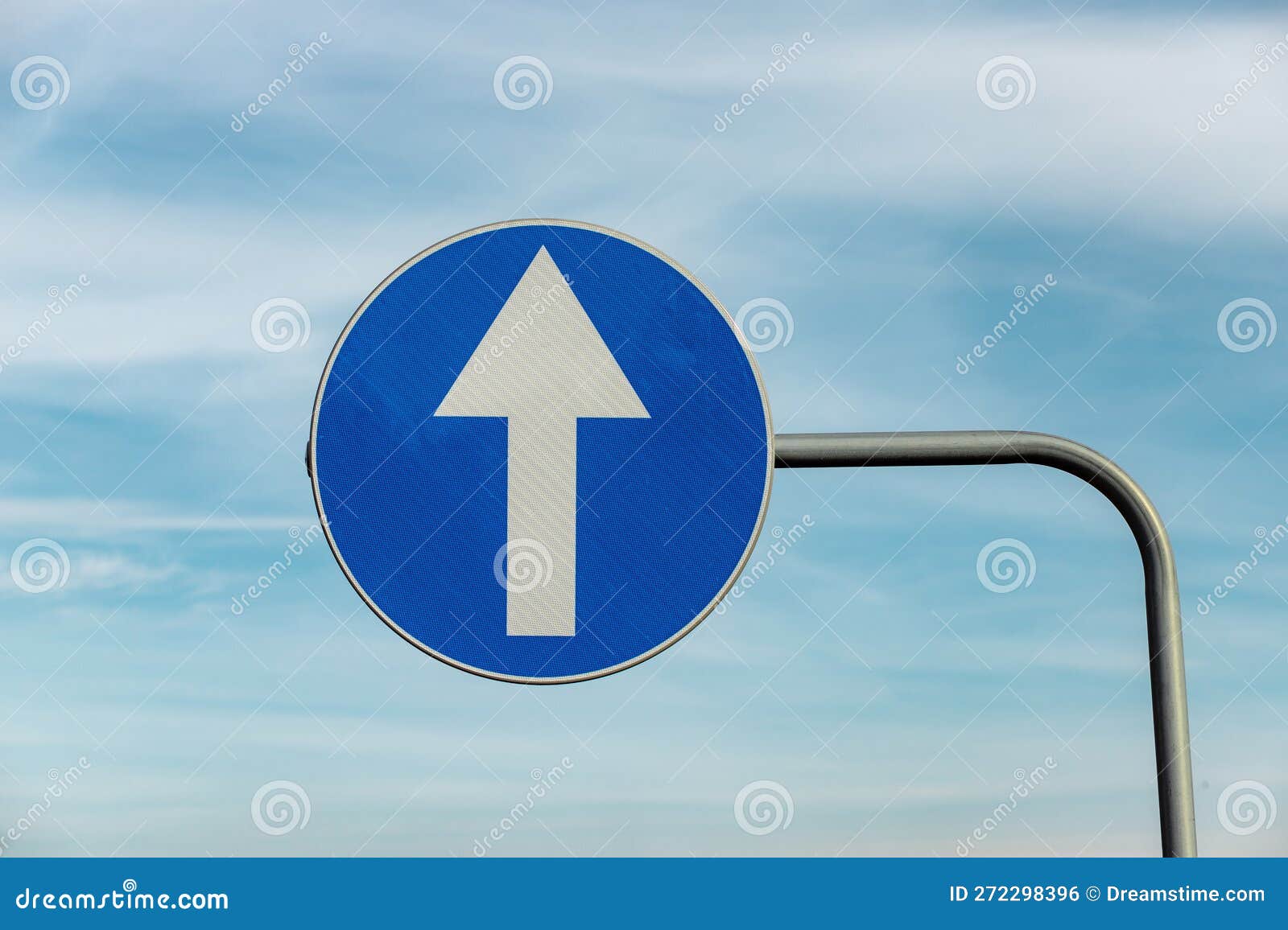 Blue, Circular Direction Traffic Sign Stock Photo - Image of traffic ...