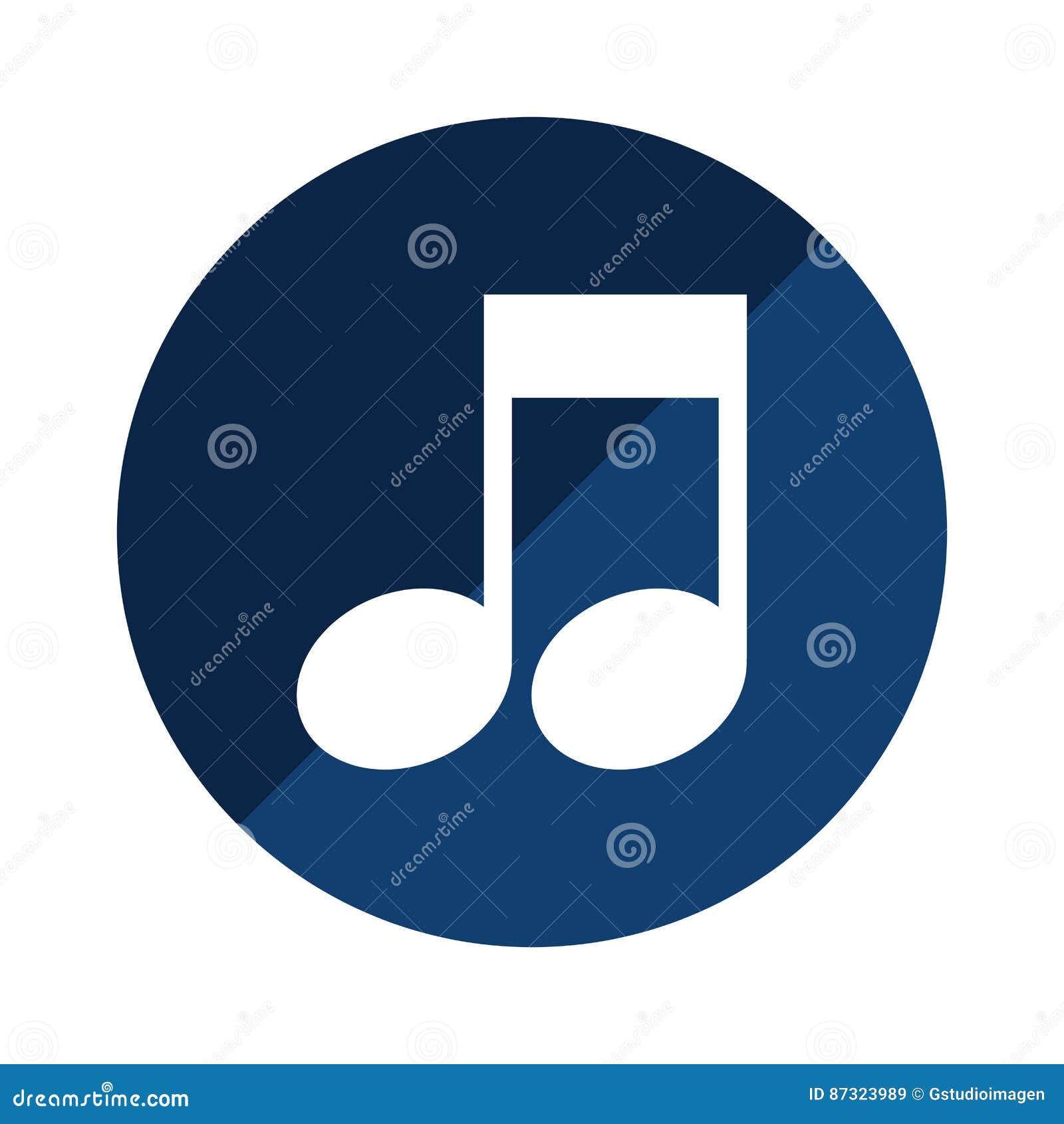 Blue Circular Emblem with Musical Note Stock Vector - Illustration of ...