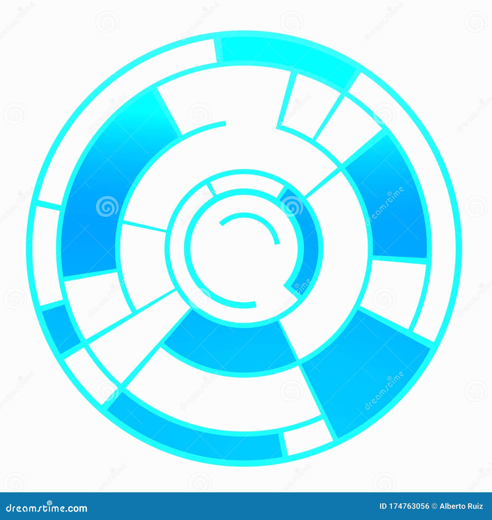 Blue Circular Geometric Art Composition Stock Illustration ...