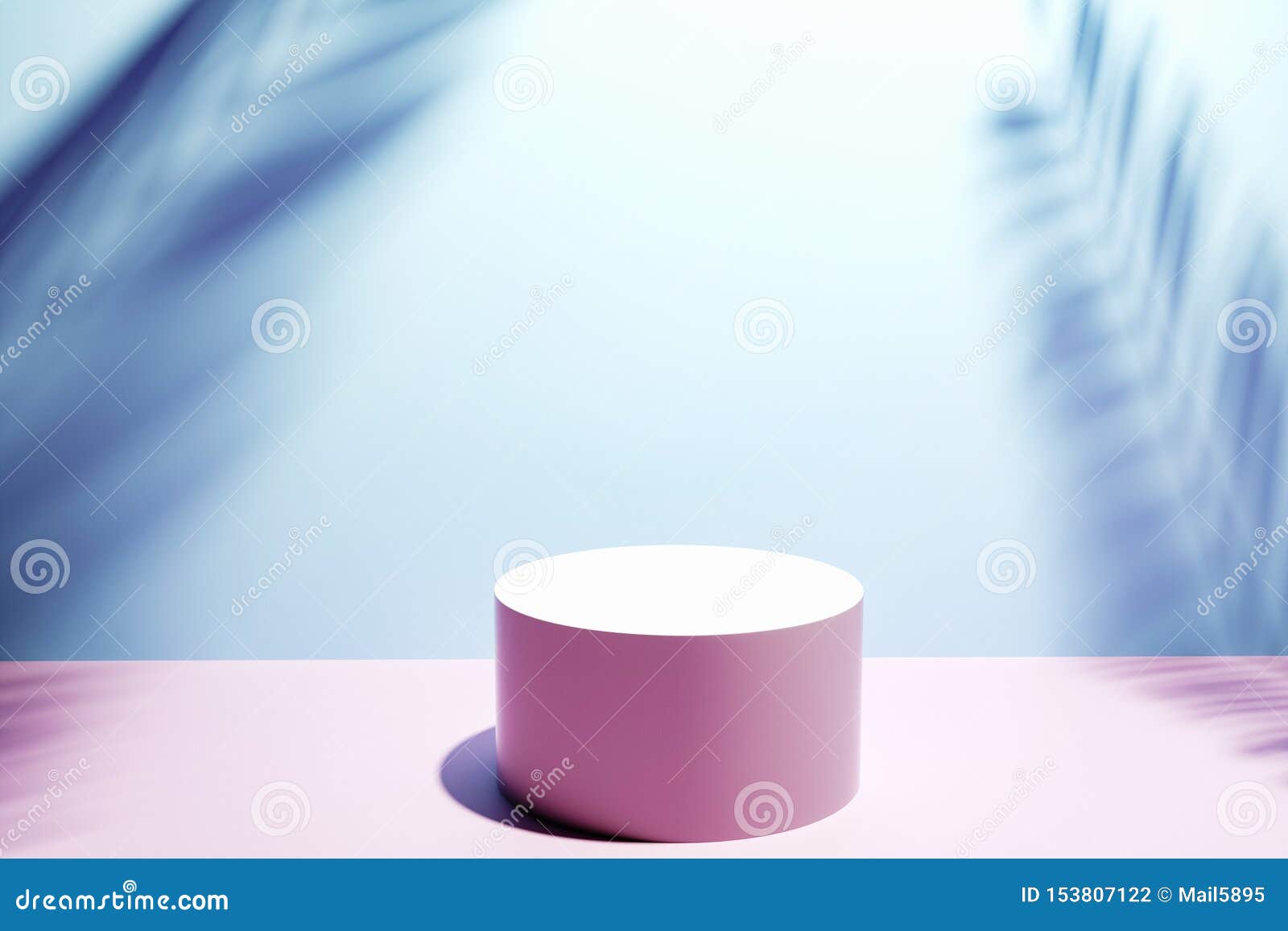 Blue Circular Product Stand in Front of Pink and Blue Background Stock ...