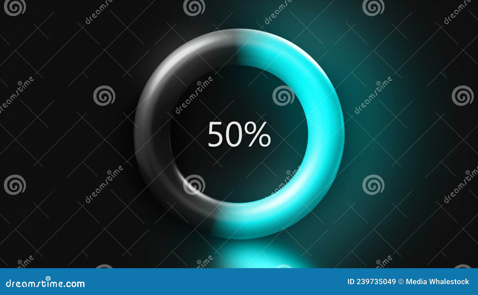 Blue Circular Radial Percentage Progress Ring on a Black Backgrounds ...