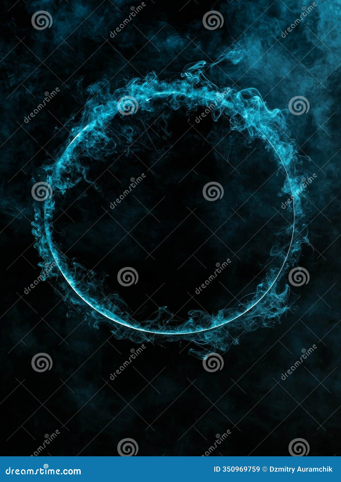 A Blue Circular Smoke Ring Isolated Against a Black Background ...
