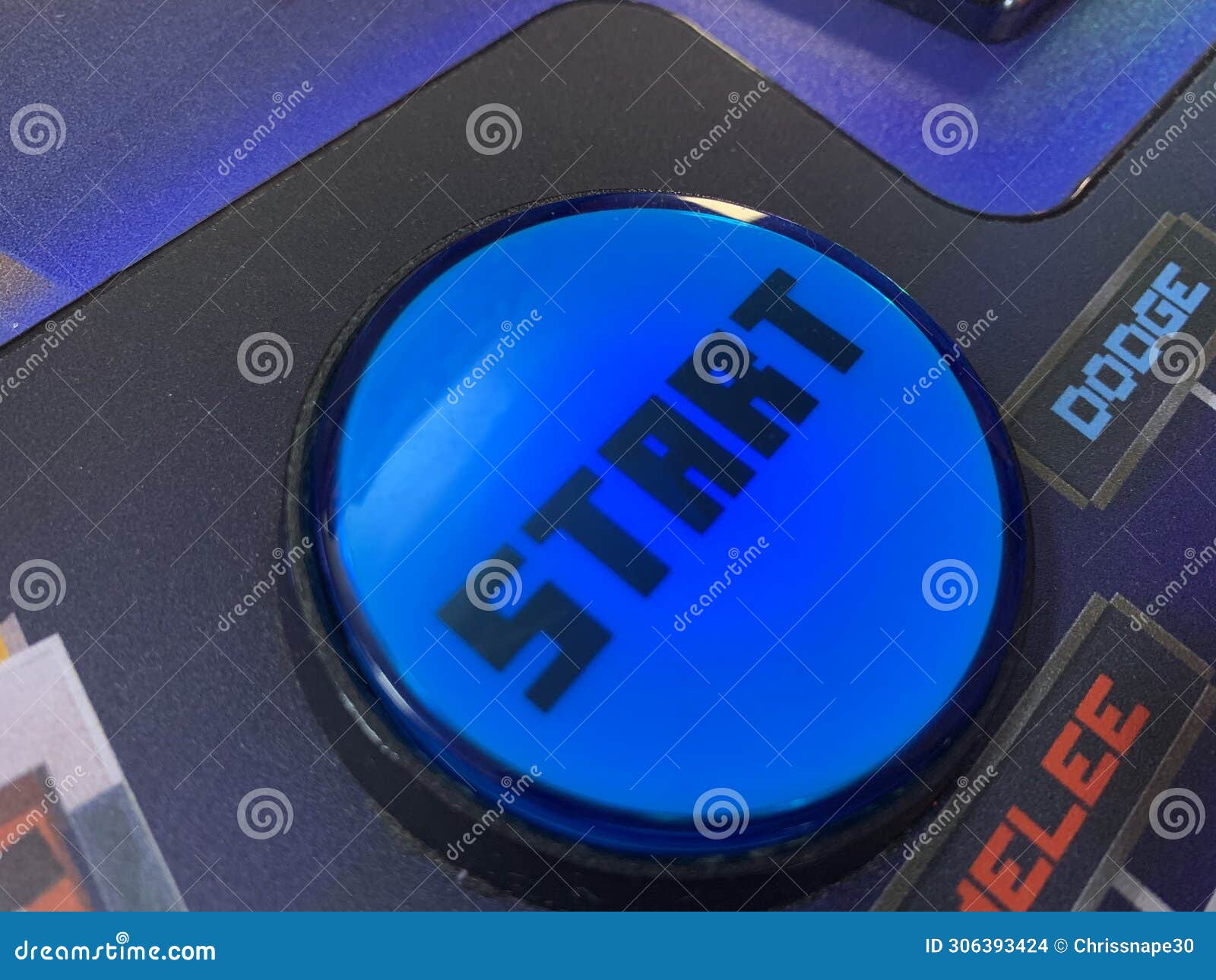 Blue Circular Start Button from an Arcade Machine Stock Photo - Image ...