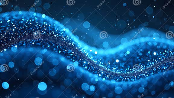 Blue Circular Waves with Scattered Radiant Dots Stock Illustration ...