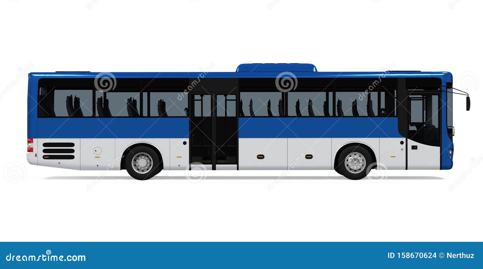 Blue City Bus Isolated stock illustration. Illustration of city - 158670624