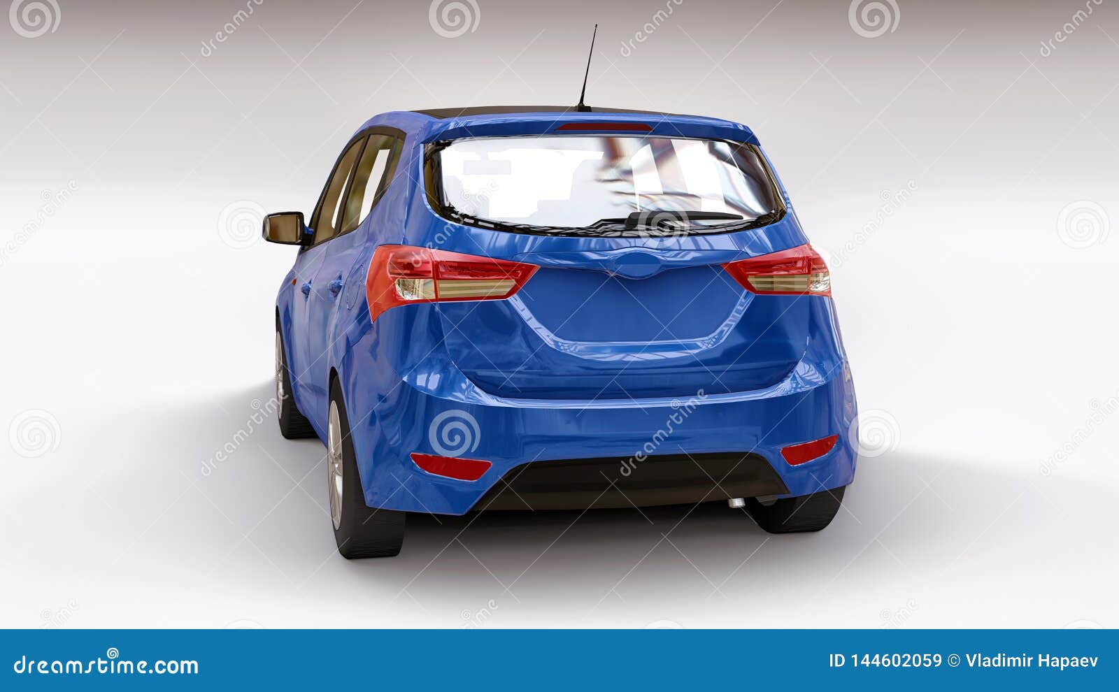 Blue City Car with Blank Surface for Your Creative Design. 3D Rendering ...