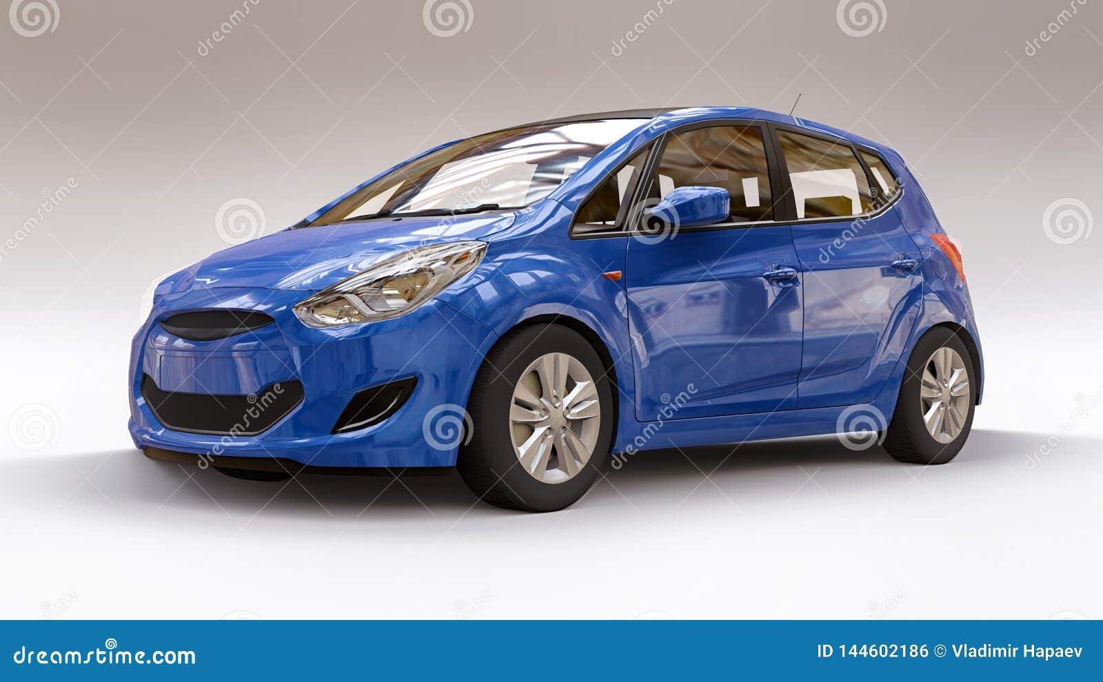 Blue City Car with Blank Surface for Your Creative Design. 3D Rendering ...