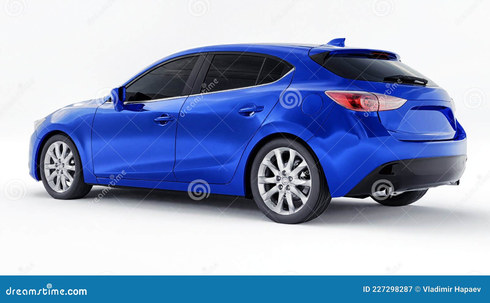 Blue City Car with Blank Surface for Your Creative Design. 3D Rendering ...