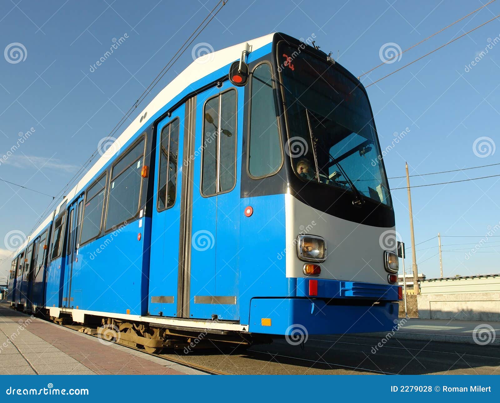Blue city tram stock photo. Image of europe, city, modern - 2279028