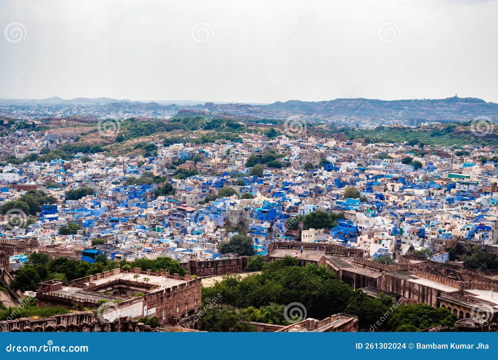 Blue City View from Fort with Flat Bright Sky at Morning Stock Photo ...