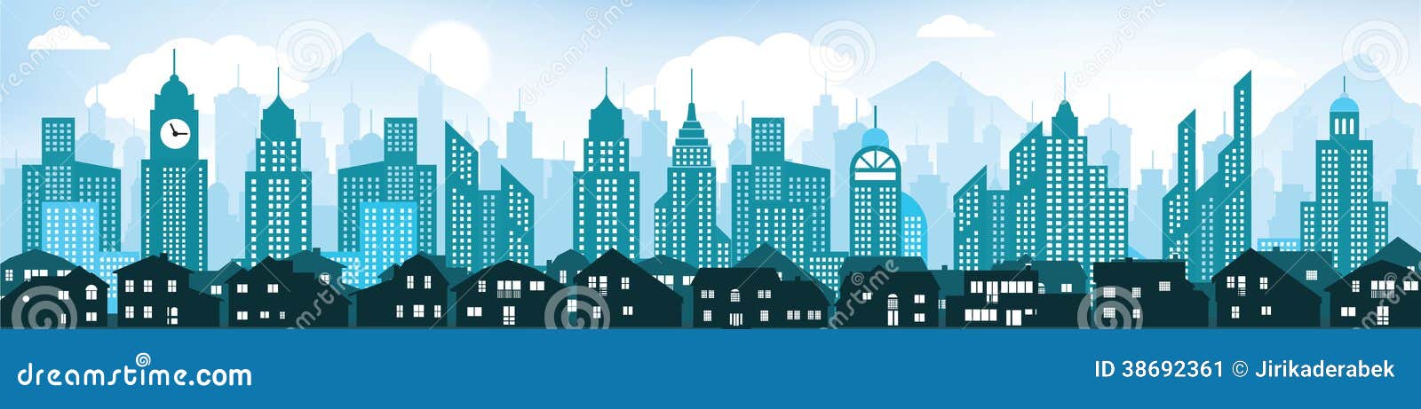Blue cityscape background stock vector. Illustration of isolated - 38692361