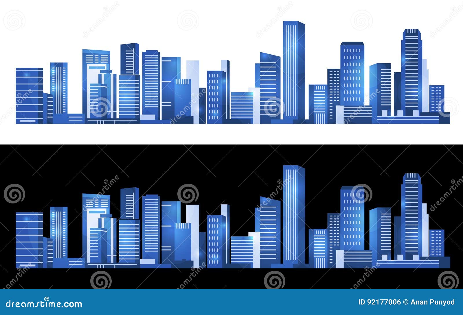 Blue Cityscape Building Horizontal Modern Abstract Vector Art Design ...