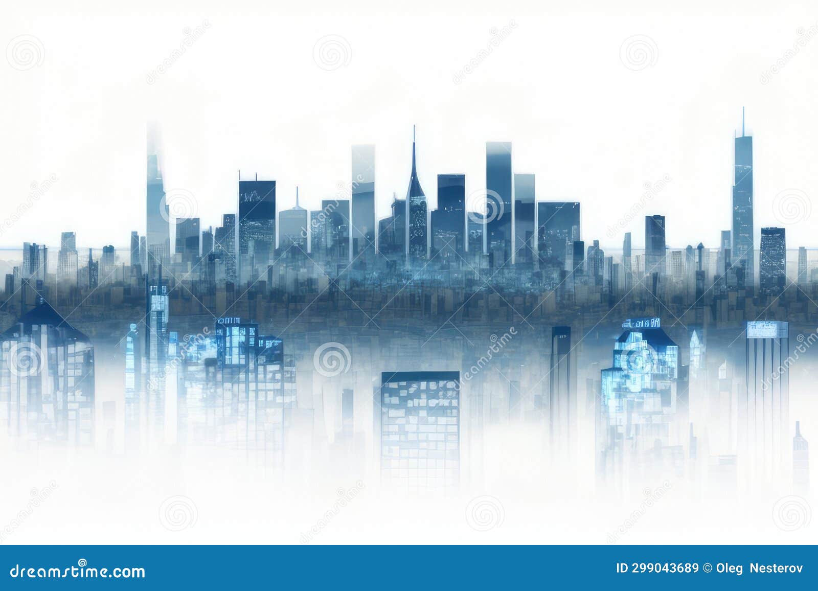 Blue Cityscape Concept of Megacities and Architecture. Generative AI ...