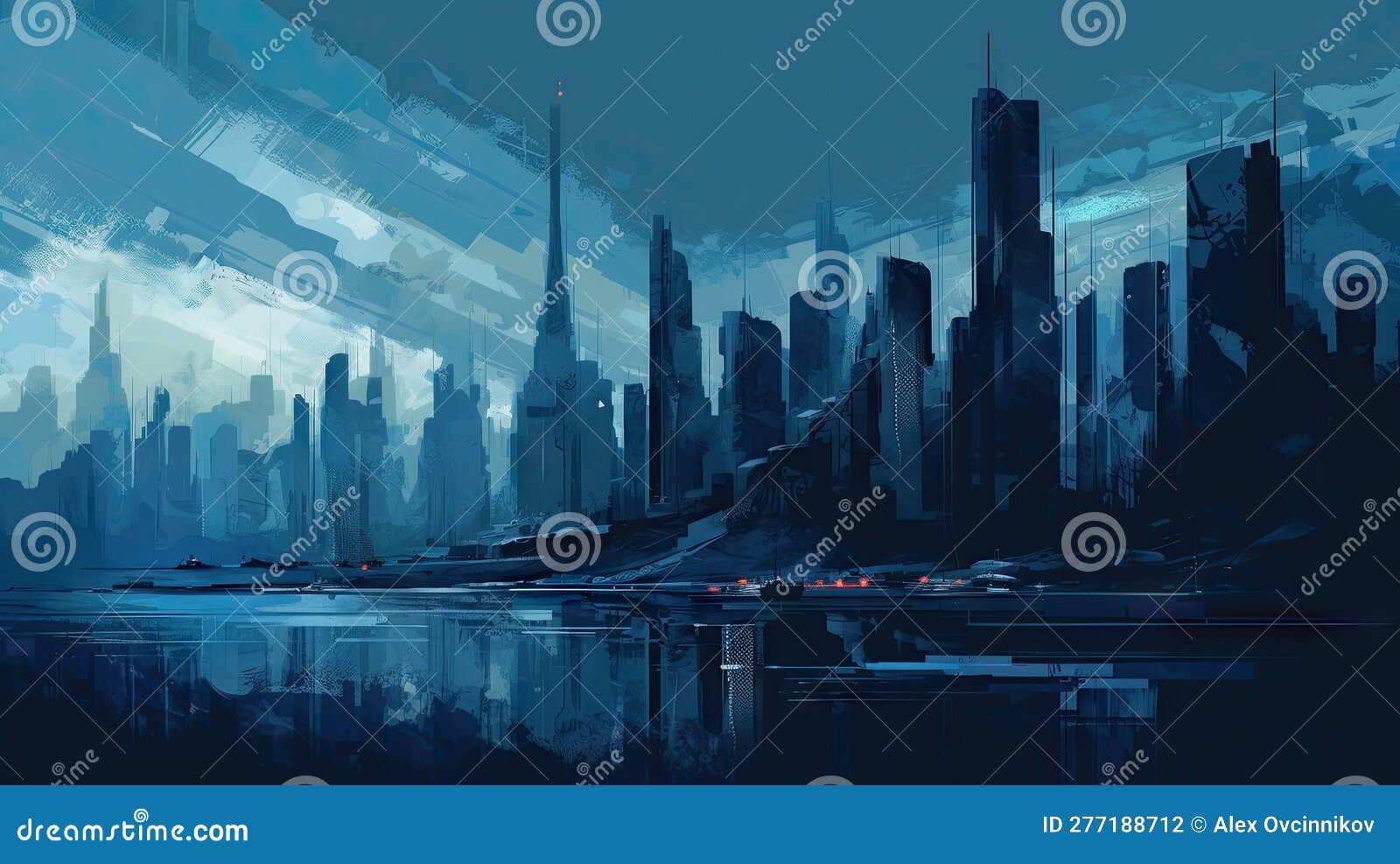 Blue Cityscape at Scale 4 for Posters and Web Design. Stock ...