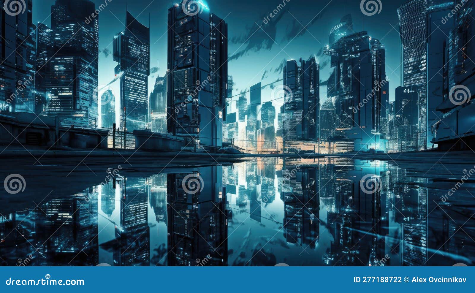 Blue Cityscape at Standard Scale for Posters and Web Design. Stock ...