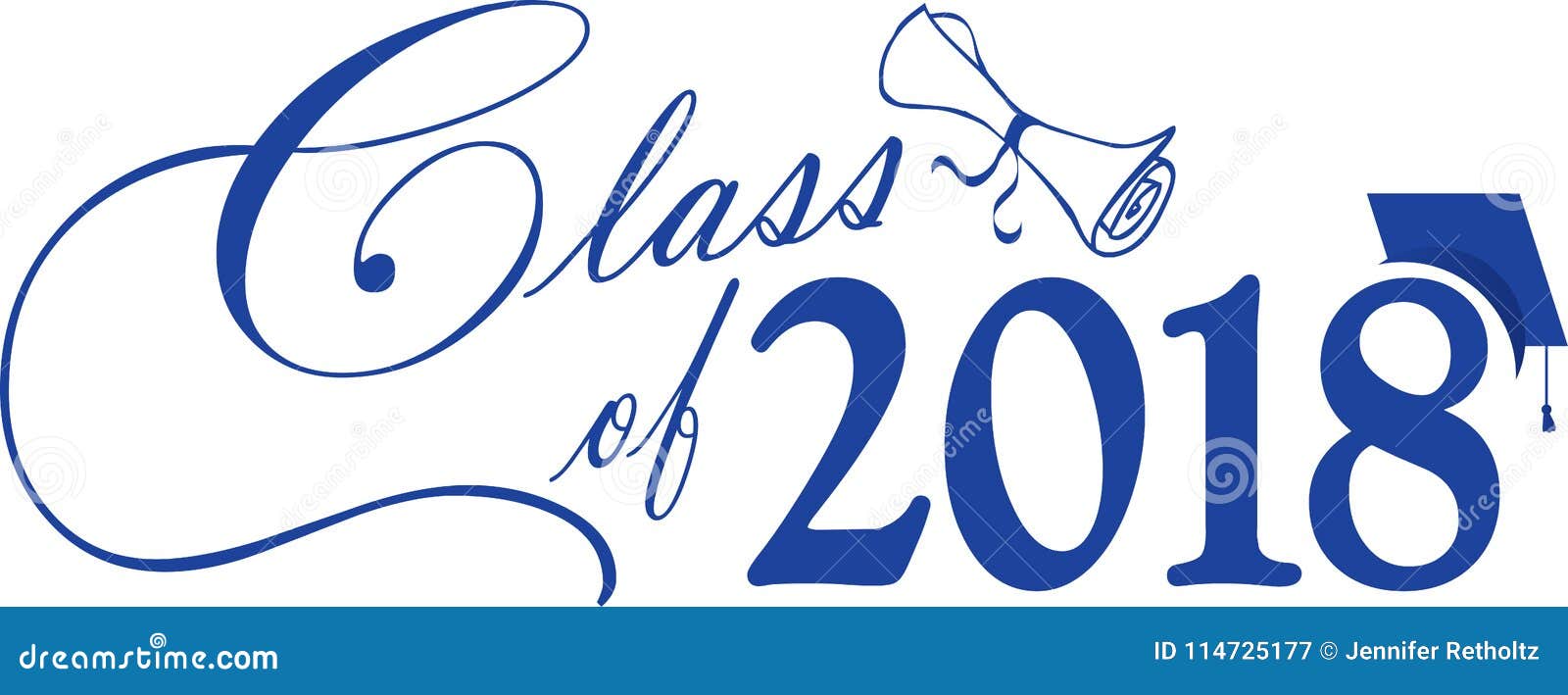 Blue Class of 2018 with Cap and Diploma Stock Illustration ...