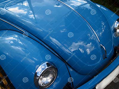 Blue classic car stock image. Image of hippy, reflection - 1019397