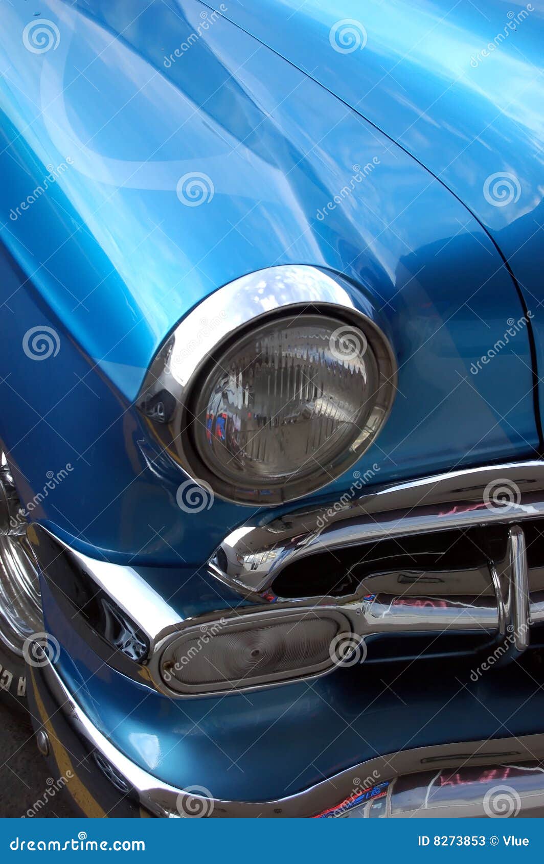 Blue Classic Car stock image. Image of classic, lights - 8273853