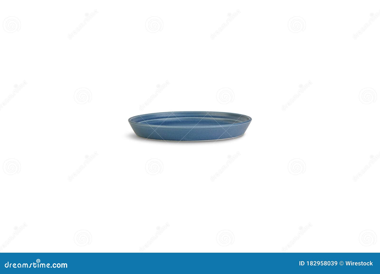 Blue Clay Plate Under the Lights Isolated on a White Background Stock ...
