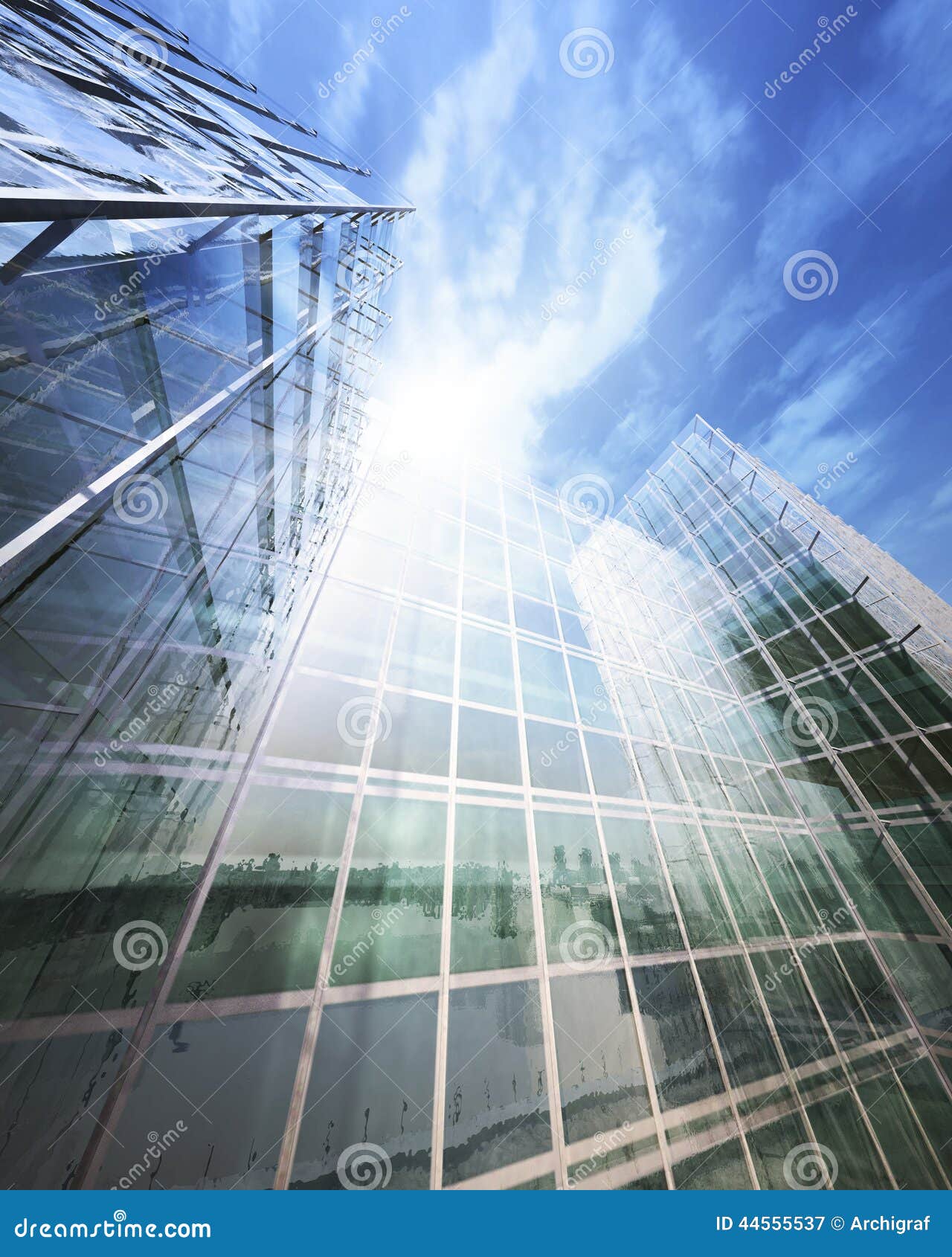 Blue Clean Glass Wall of Modern Skyscraper Stock Image - Image of ...