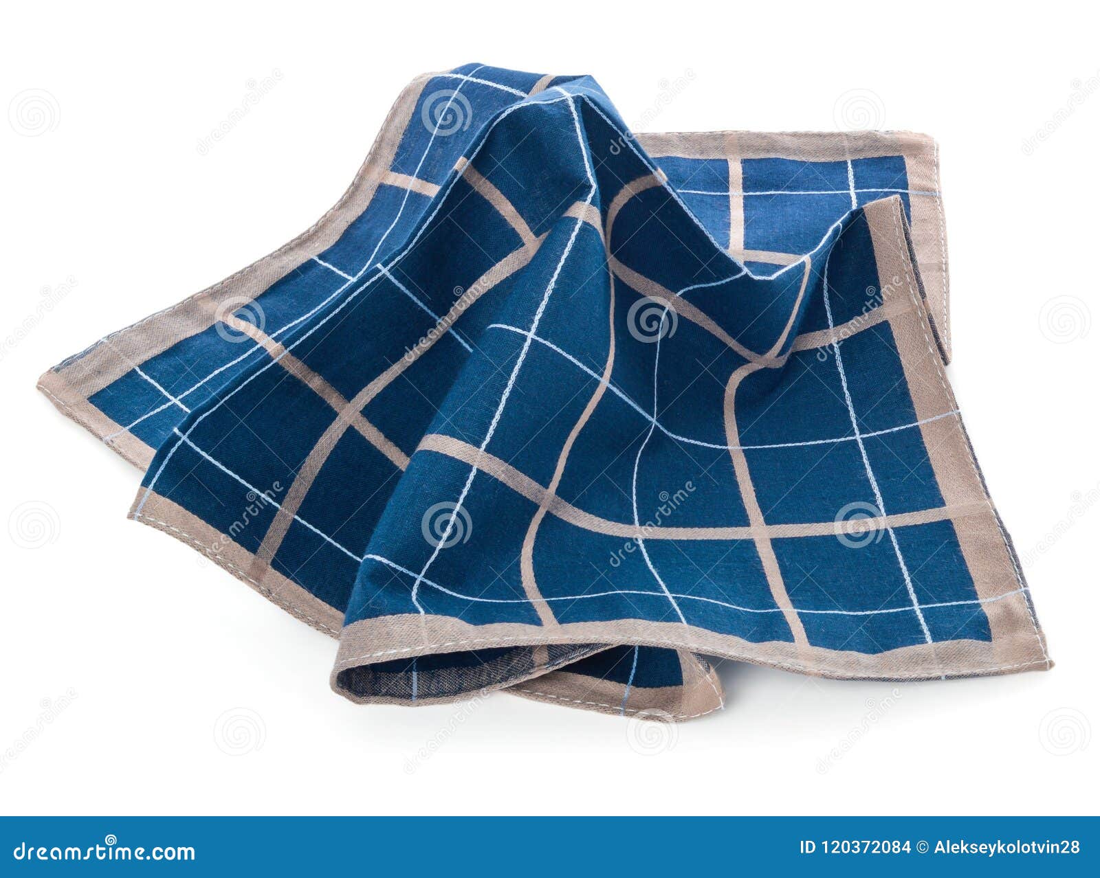 A Blue Clean Handkerchief with a Checkered Pattern. Napkin Throw Stock ...