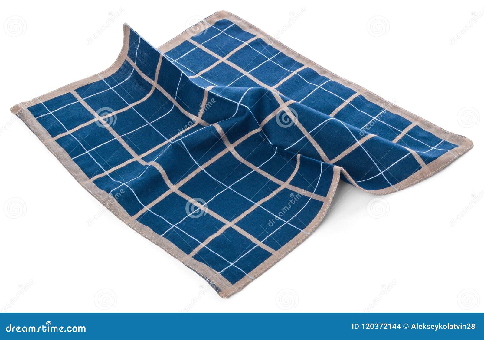 A Blue Clean Handkerchief with a Checkered Pattern. Napkin Throw Stock ...