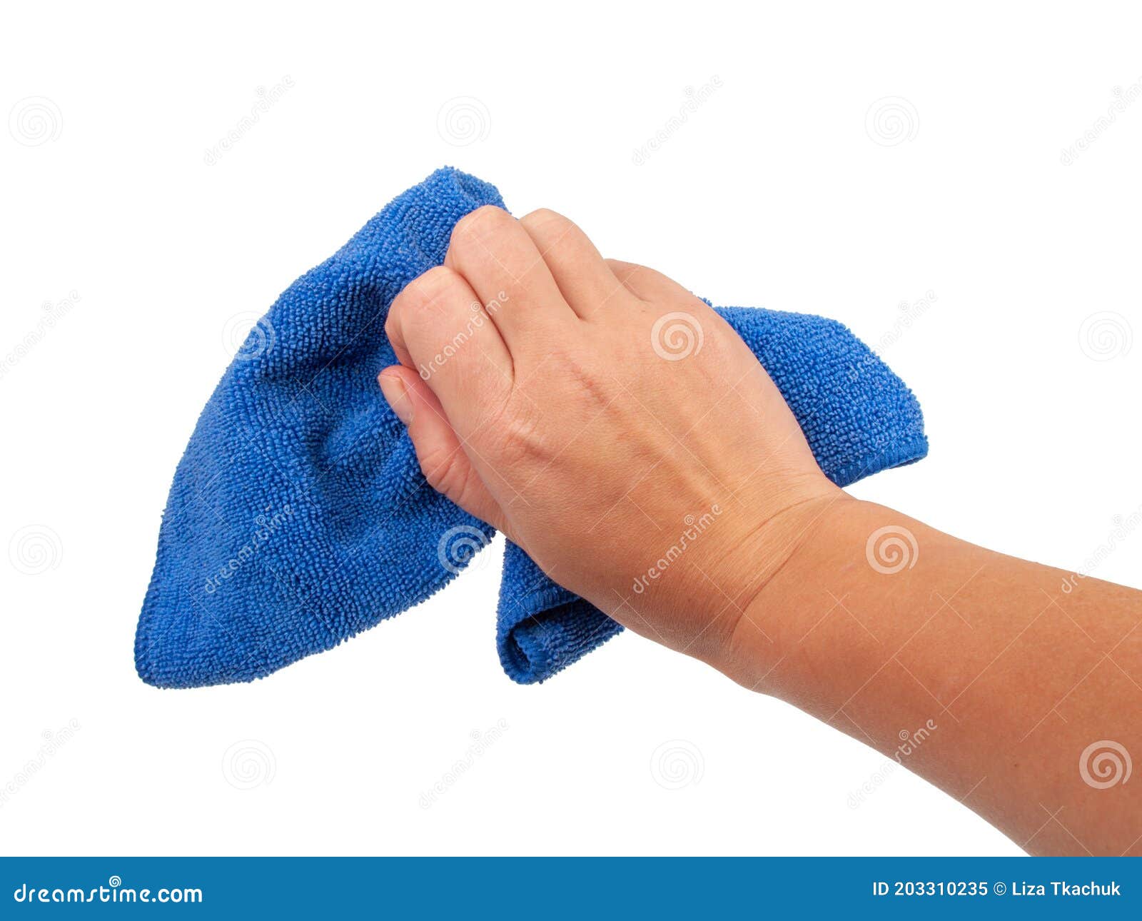 Blue Cleaning Rag in Hand Isolated on the White Stock Image - Image of ...