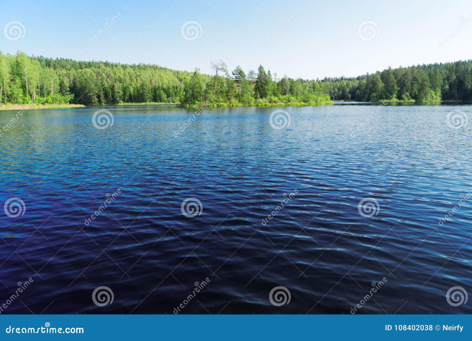 Blue clear lake stock photo. Image of nature, pine, holiday - 108402038