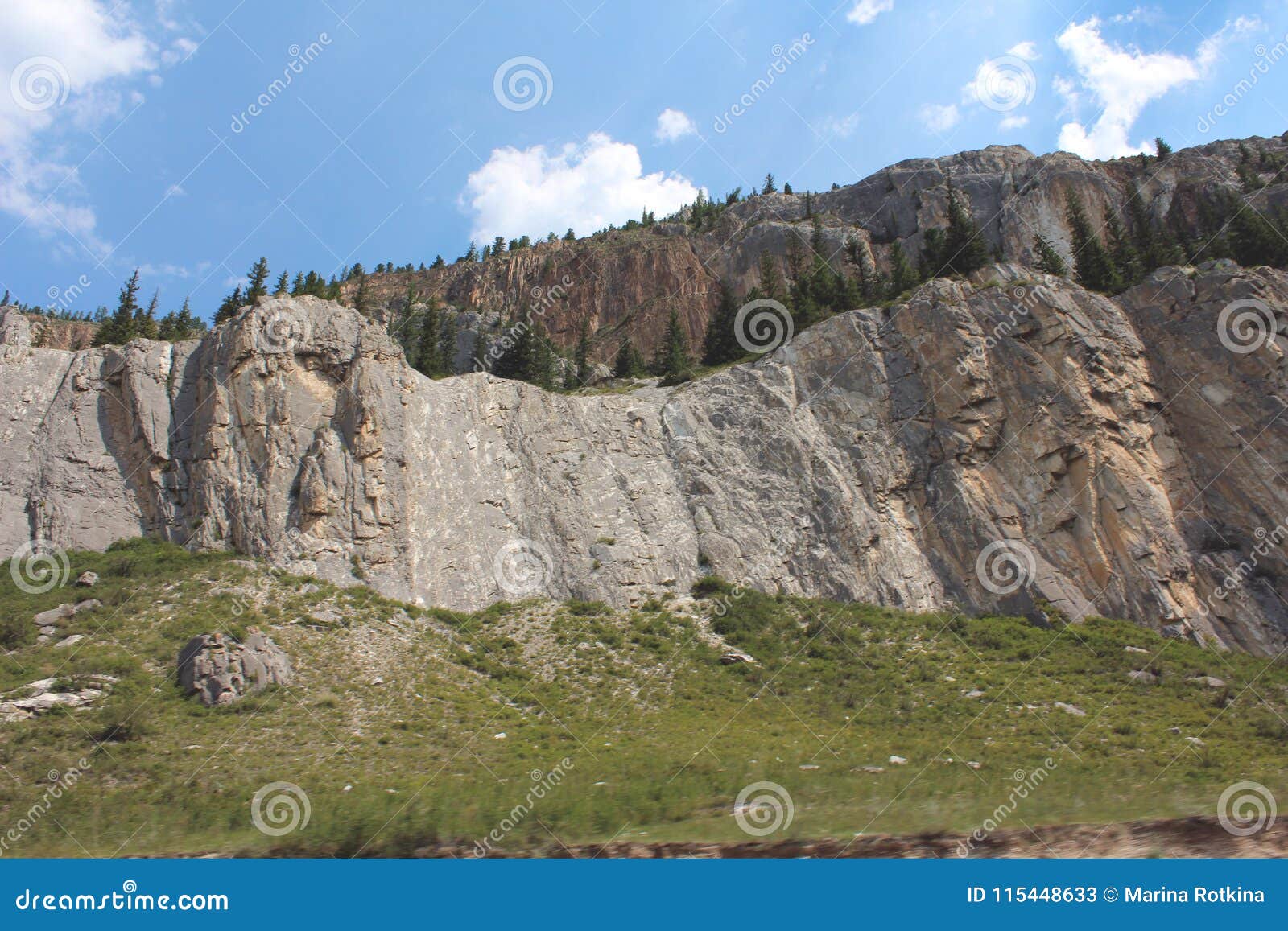 Blue Cliffs, Sky, Clouds, Forest Stock Image - Image of altai ...