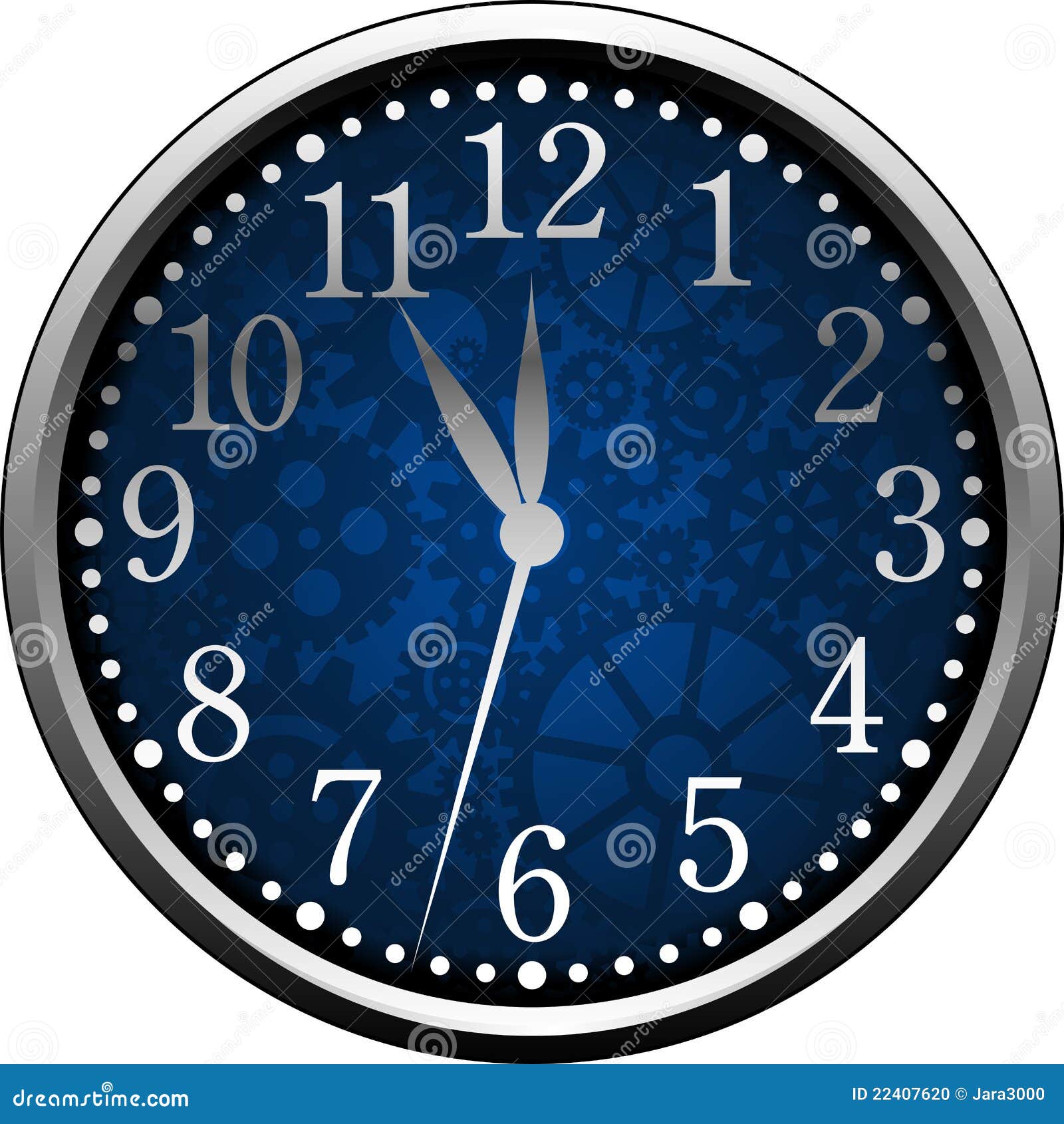 Blue Clock stock vector. Illustration of midnight, minutes - 22407620