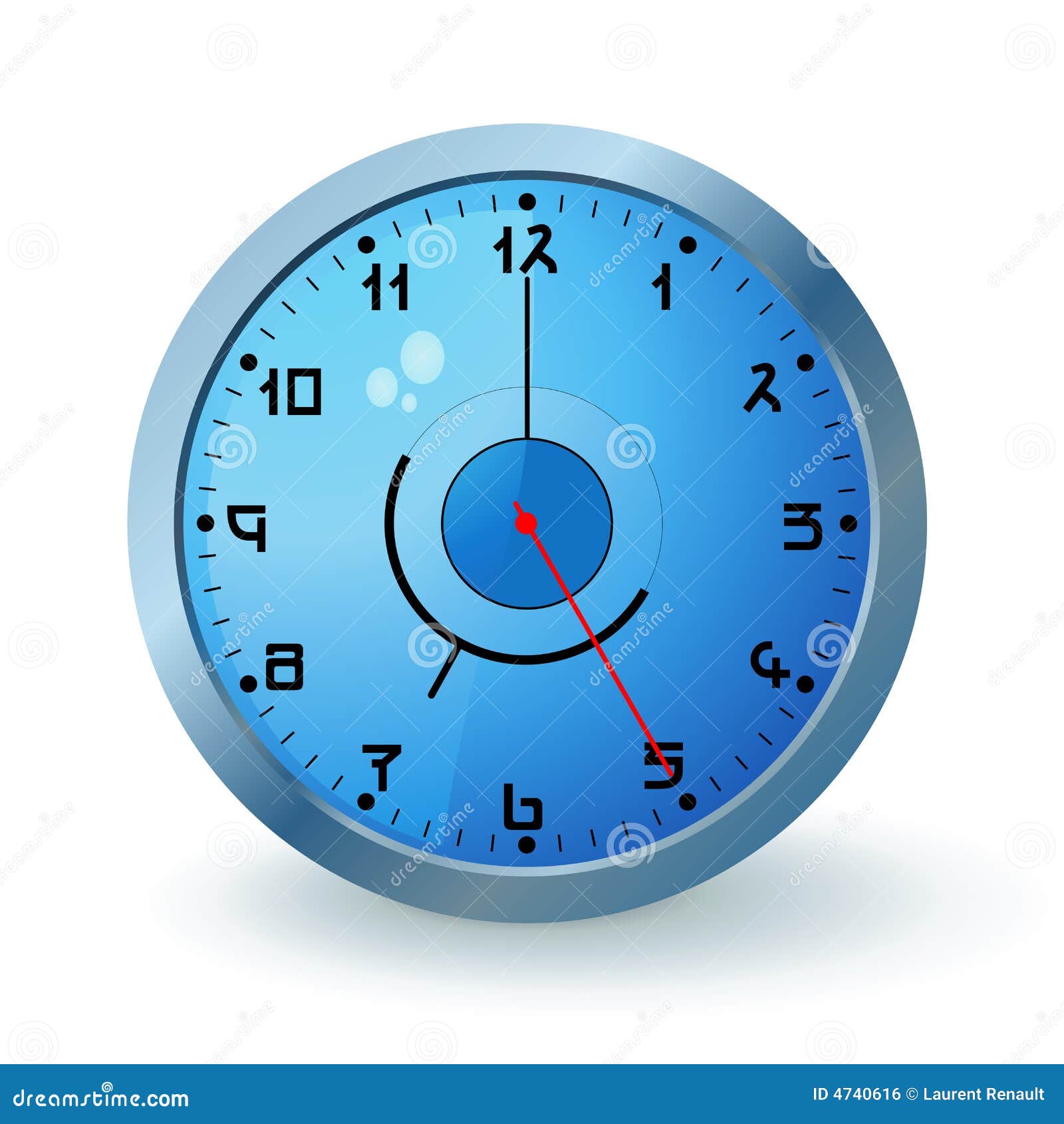 Blue clock stock vector. Illustration of round, time, sign - 4740616