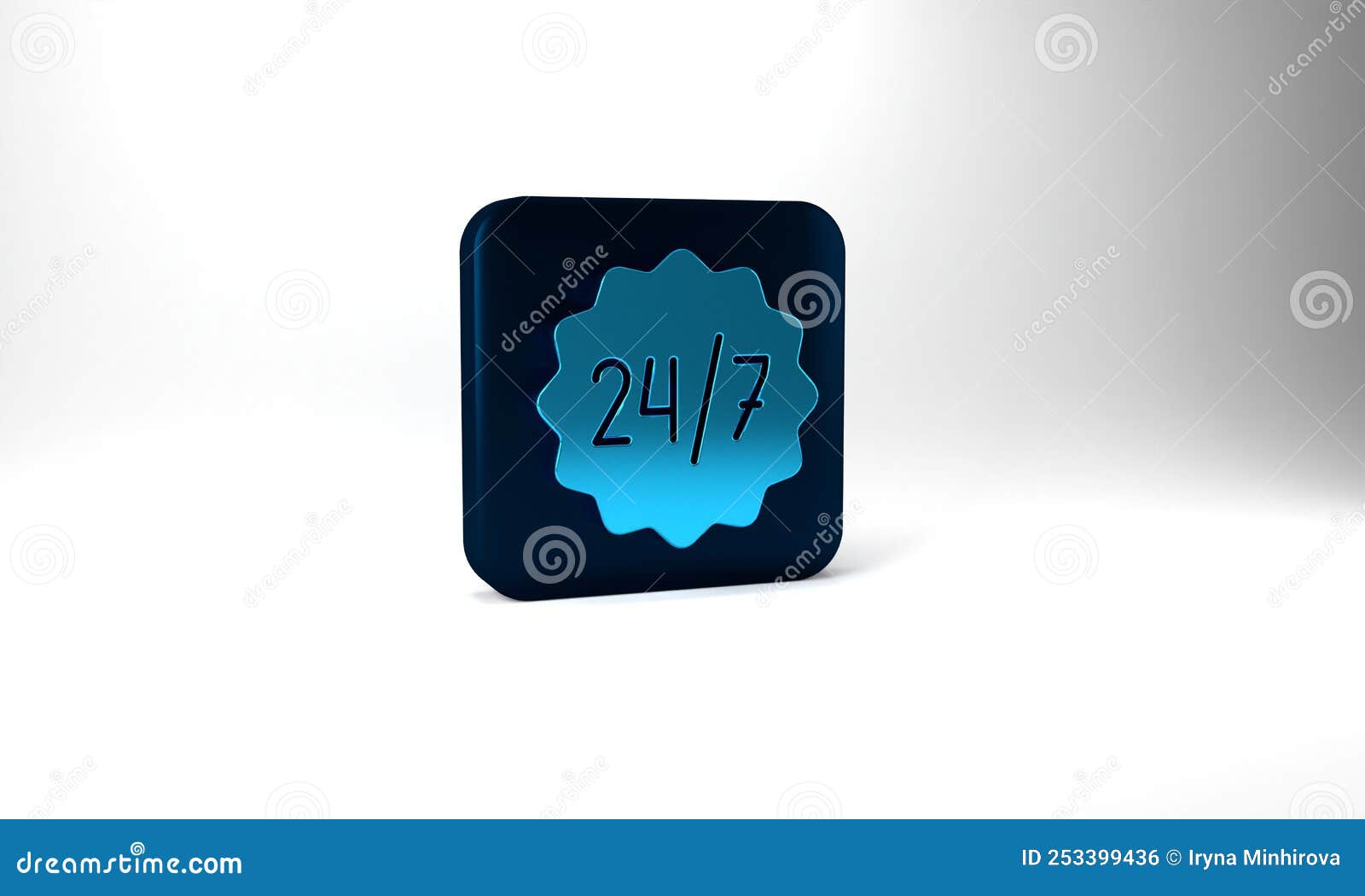 Blue Clock 24 Hours Icon Isolated on Grey Background. All Day Cyclic ...