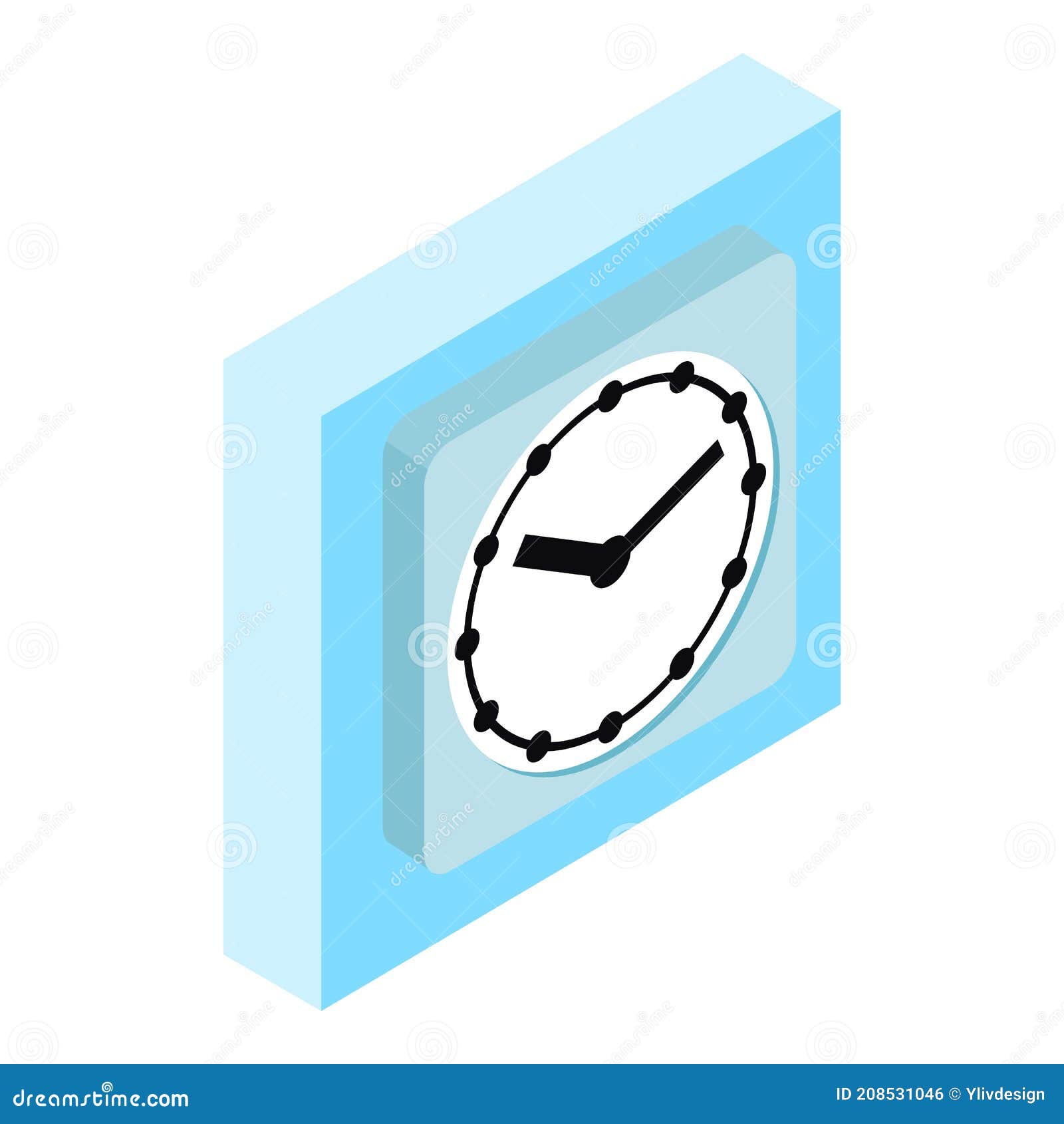 Blue Clock Icon, Isometric Style Stock Vector - Illustration of vector ...
