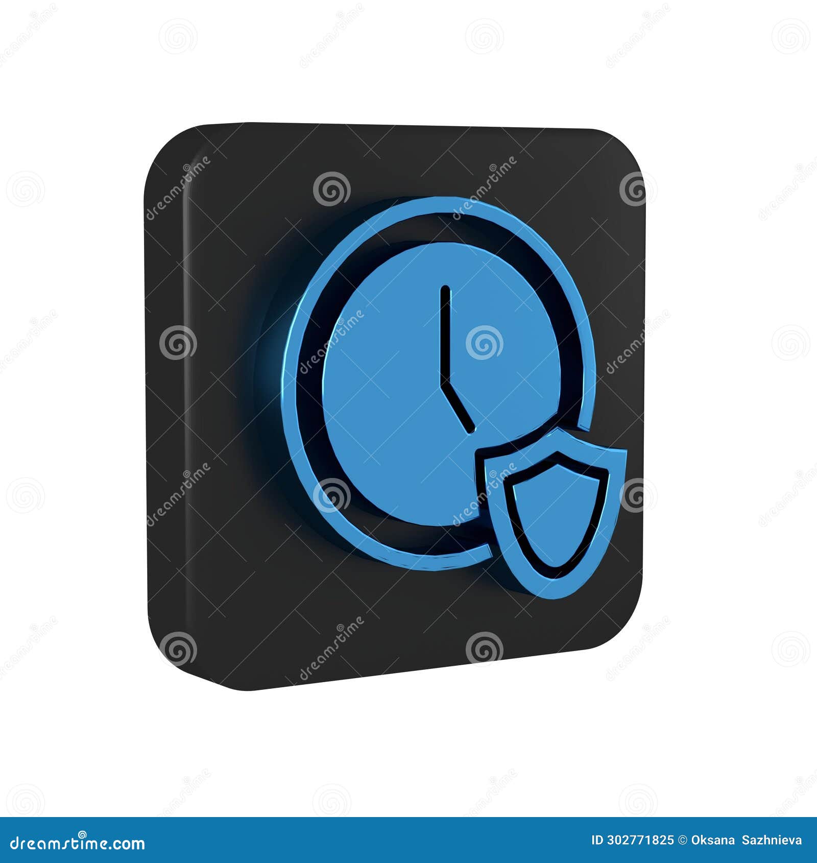 Blue Clock with Shield Icon Isolated on Transparent Background ...