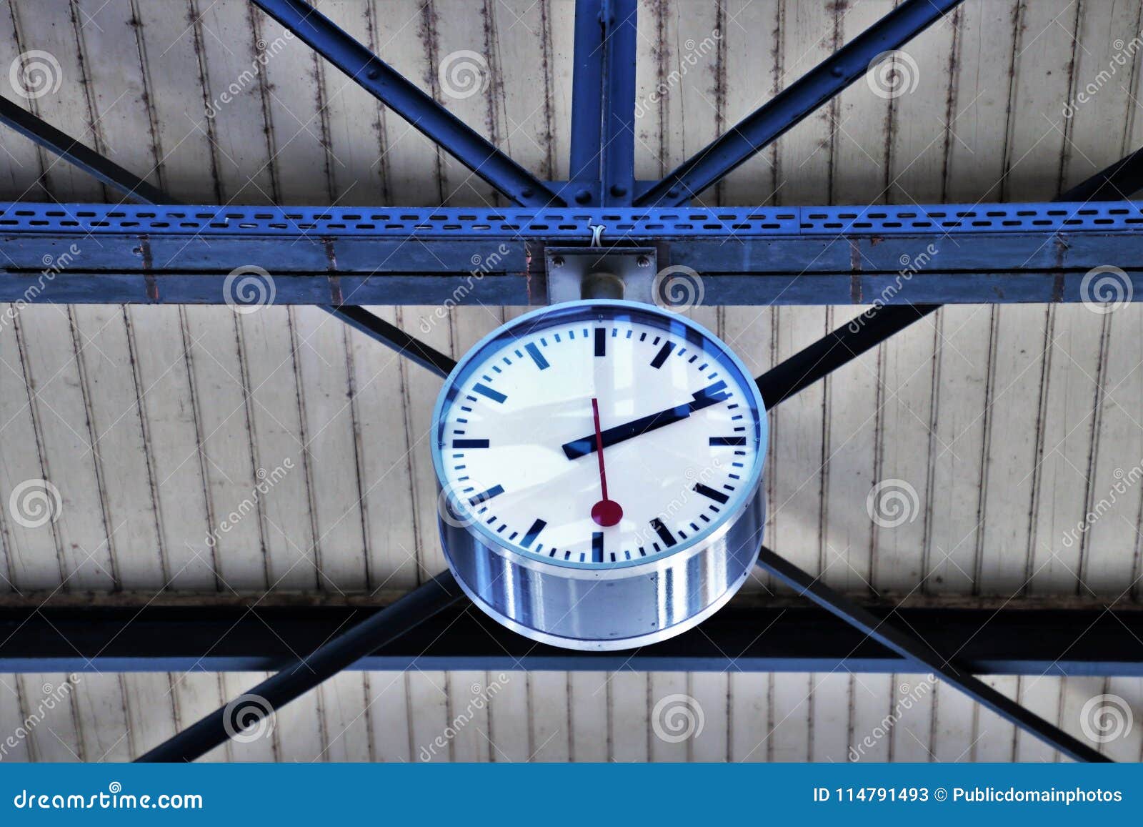 Blue, Clock, Structure, Wheel Picture. Image: 114791493