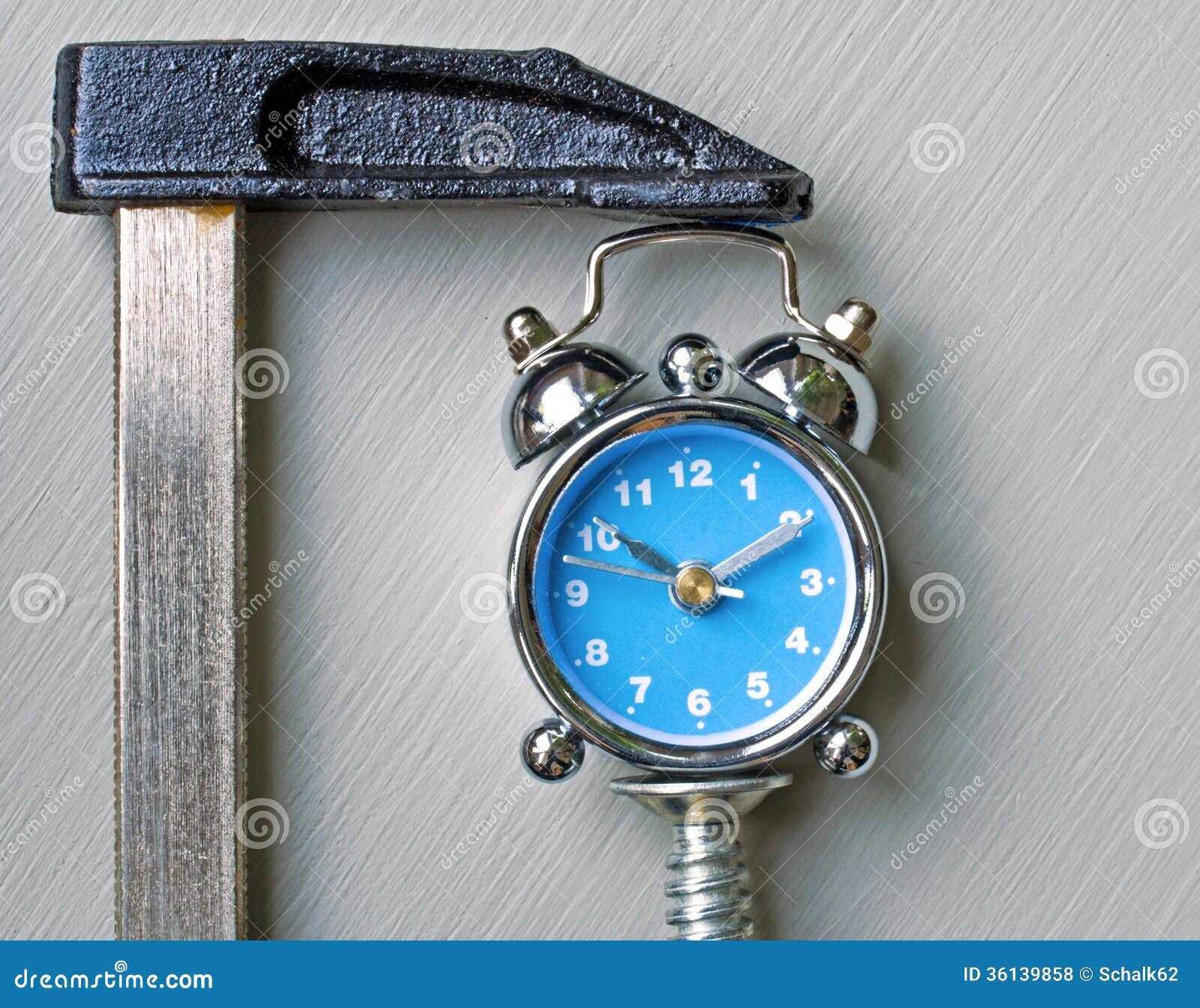 Blue clock under pressure stock photo. Image of deadline - 36139858
