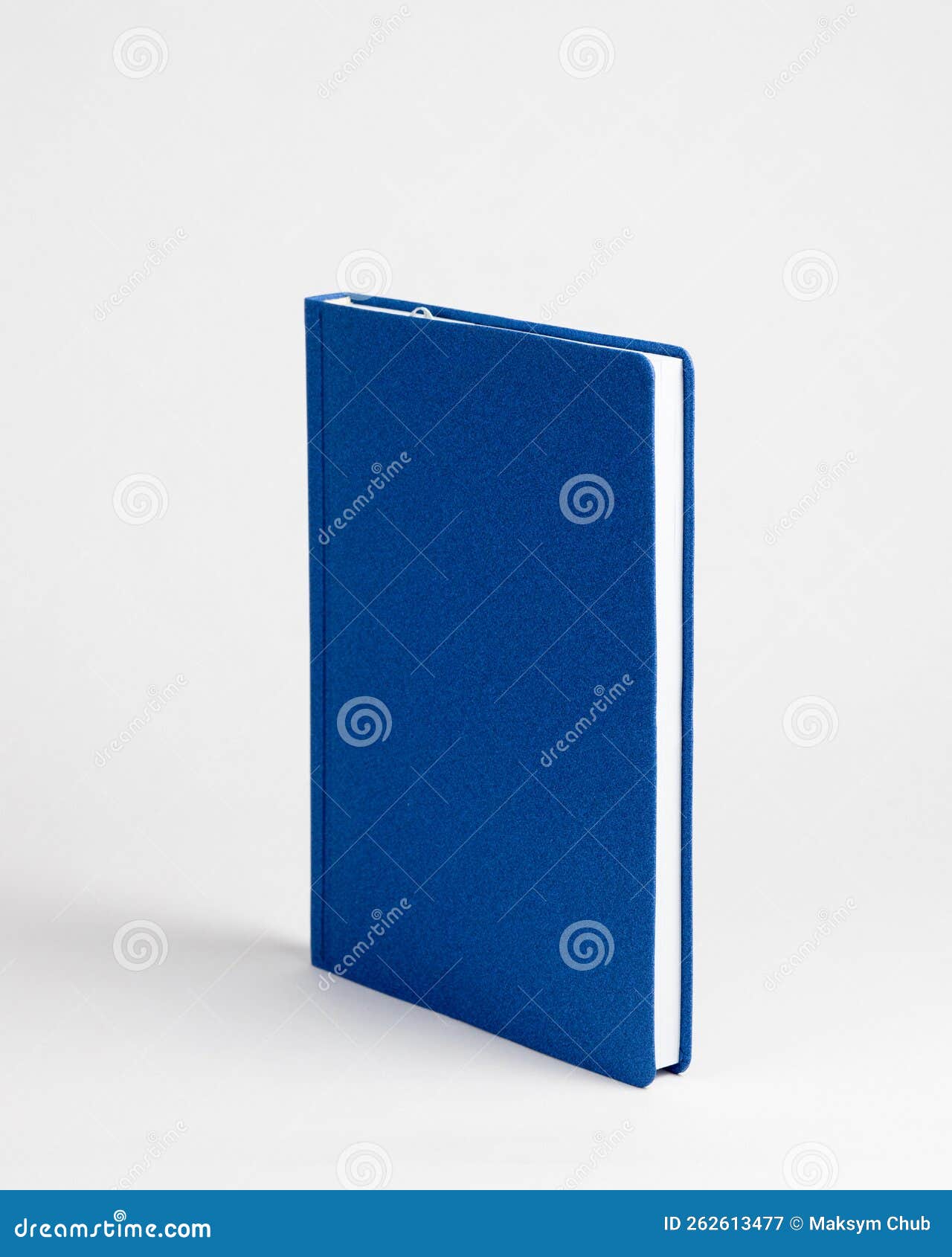 Blue Closed Notebook in a Standing View on a White Background. Side ...