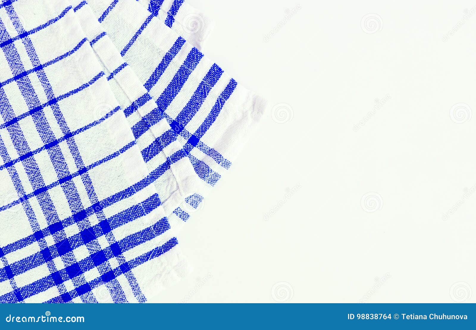 Blue Cloth, a Kitchen Towel with a Checkered Pattern, on a White Stock ...