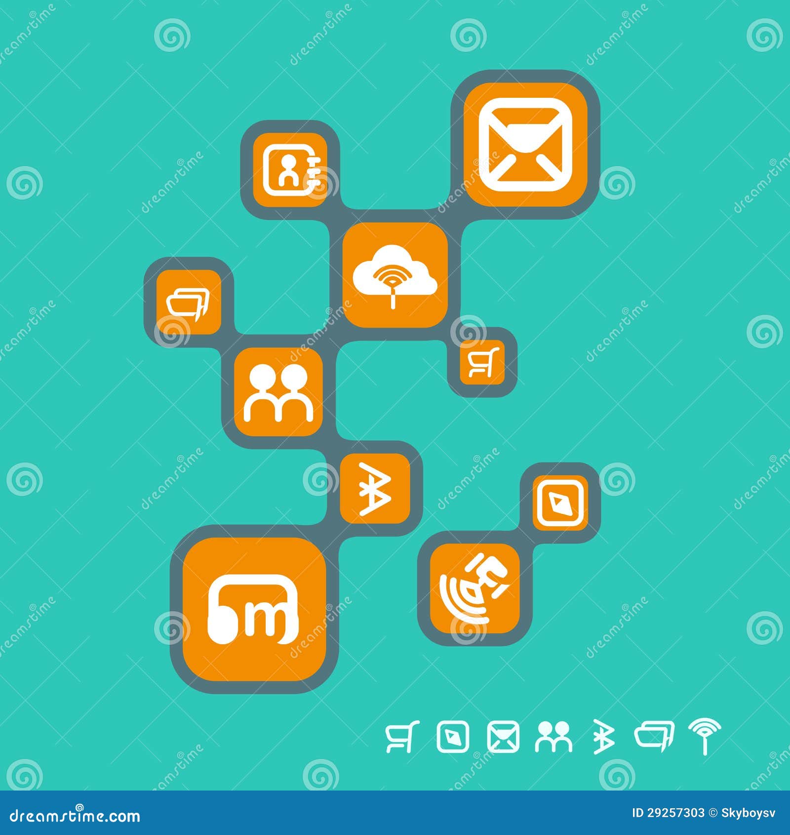 Blue Cloud Applications Web Design Template Stock Vector - Illustration ...