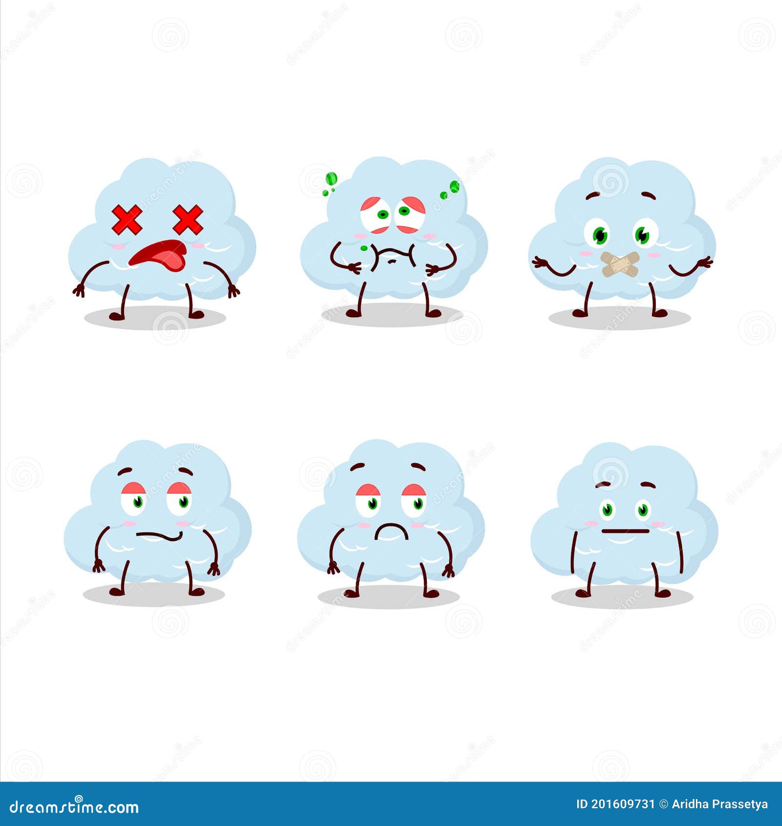 Blue Cloud Cartoon Character with Nope Expression Stock Vector ...