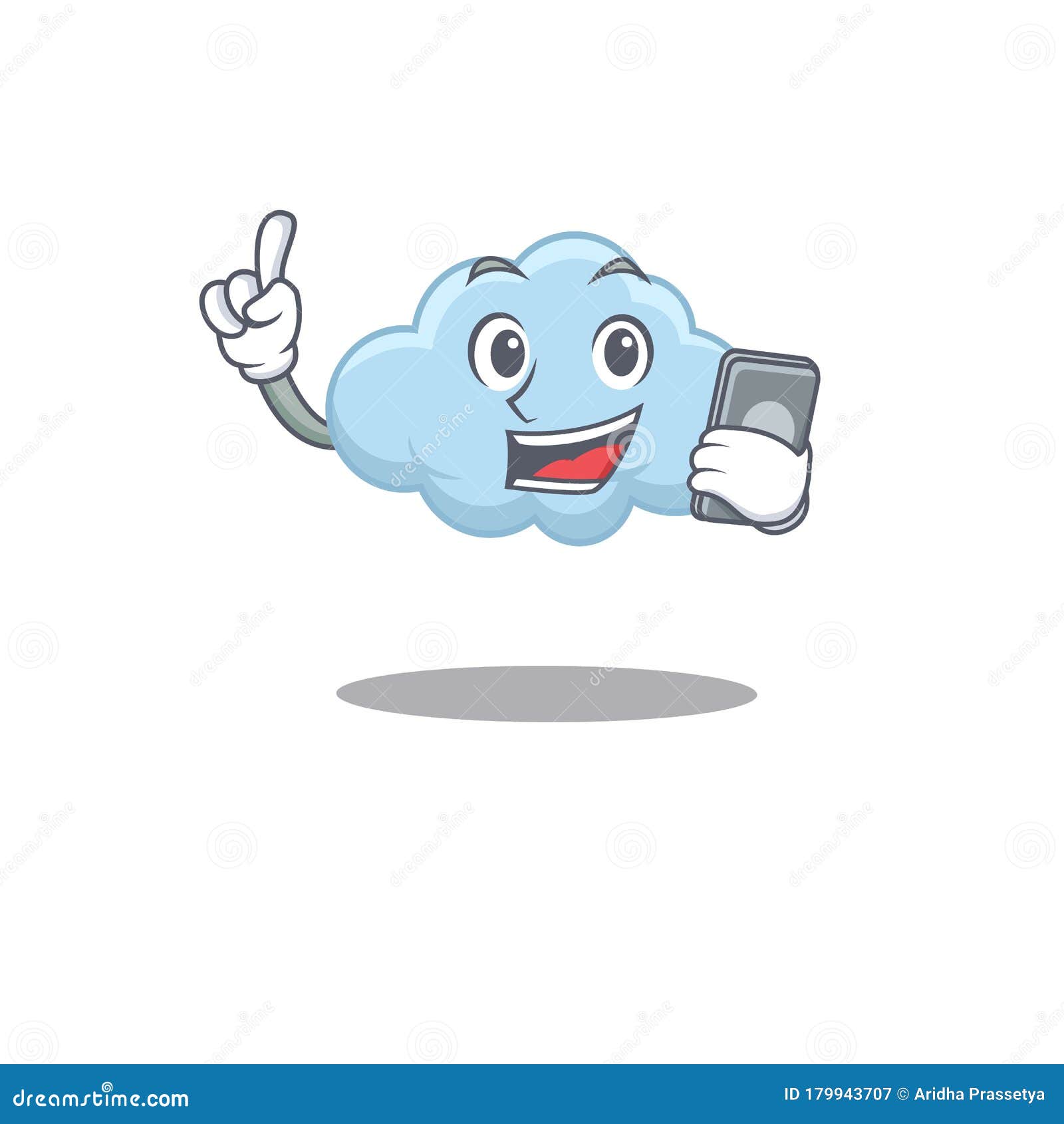 Blue Cloud Cartoon Character Speaking on Phone Stock Vector ...