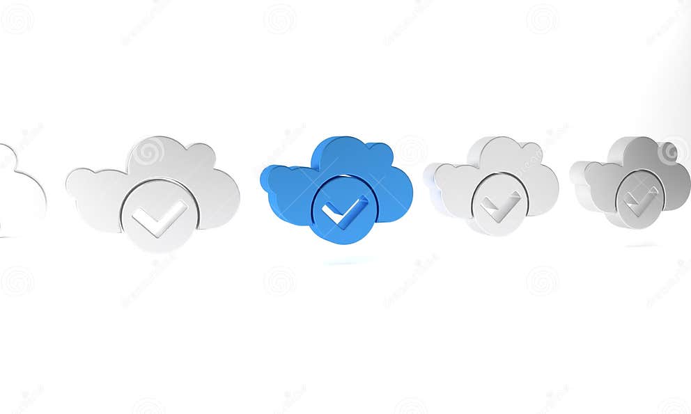 Blue Cloud with Check Mark Icon Isolated on White Background. Cloud ...