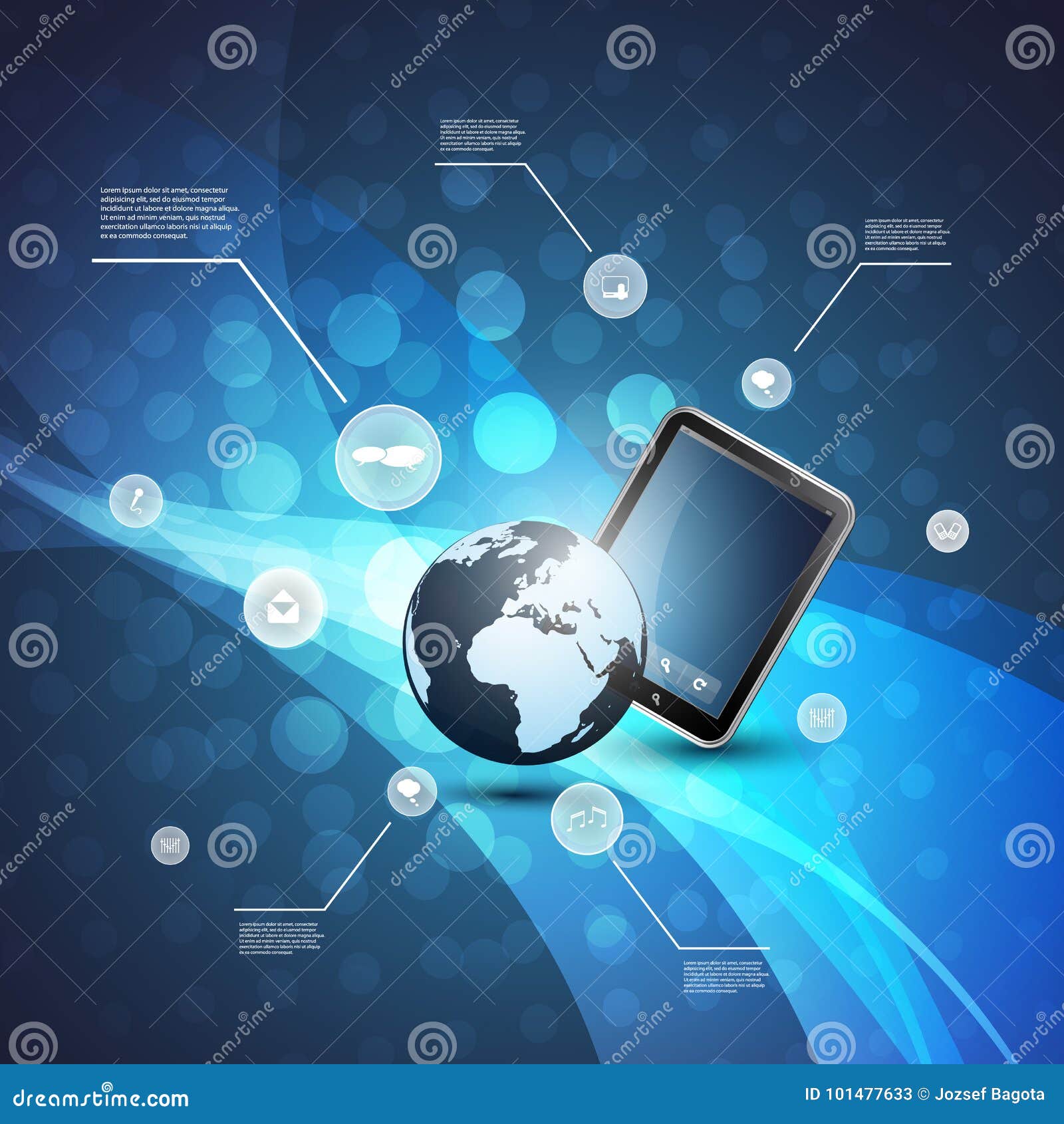 Blue Cloud Computing Concept Design with Tablet Pc and Earth Globe on ...