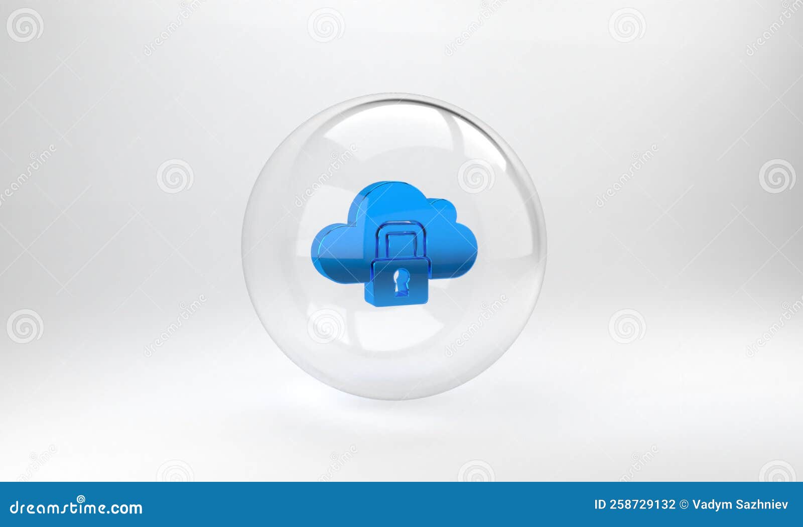 Blue Cloud Computing Lock Icon Isolated on Grey Background. Security ...