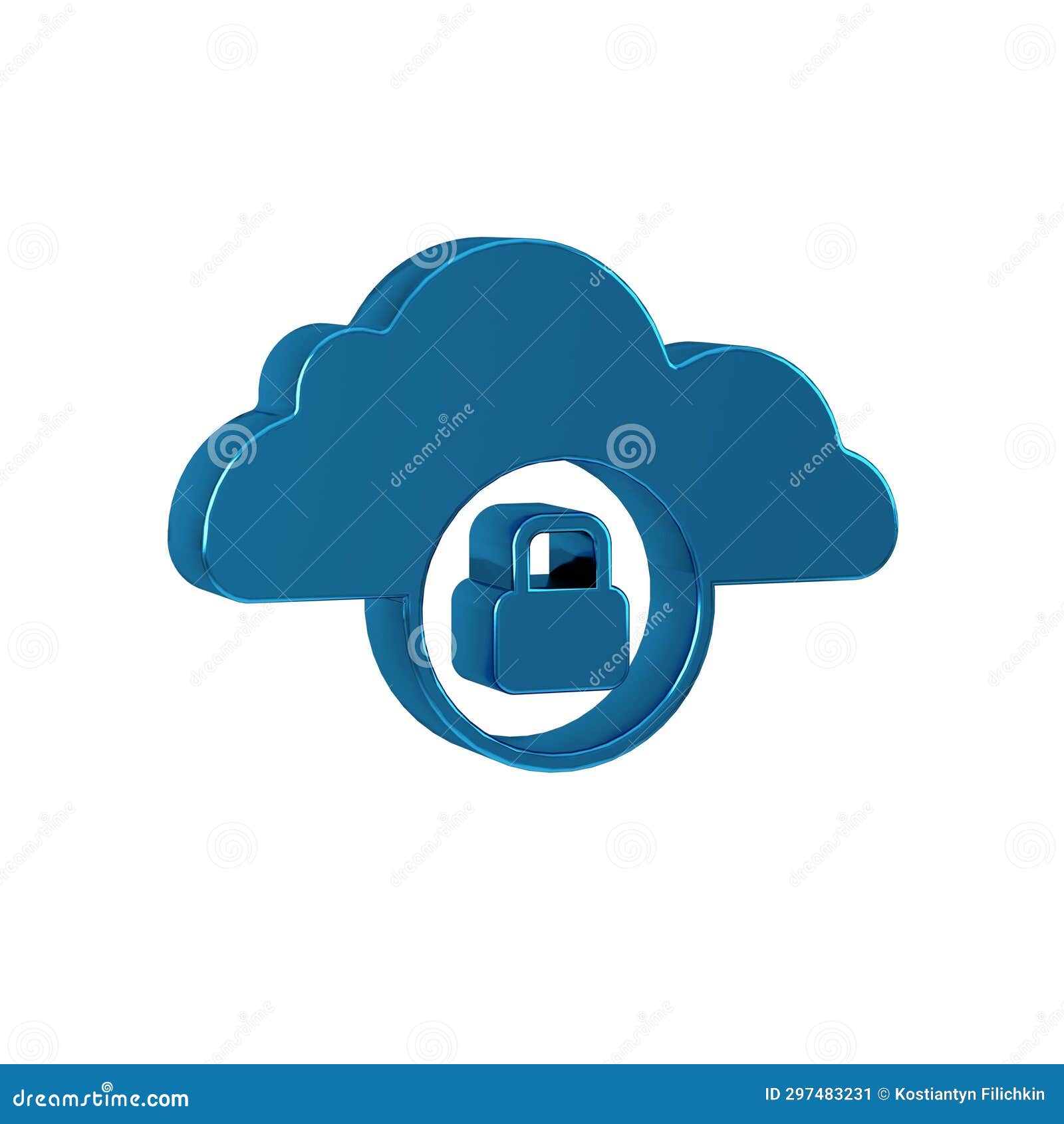 Blue Cloud Computing Lock Icon Isolated on Transparent Background. Security, Safety, Protection ...